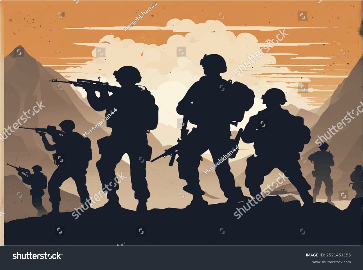 Military vector illustration army combat._站酷海洛_正版图片_视频_字体_音乐素材交易平台_站酷旗下品牌