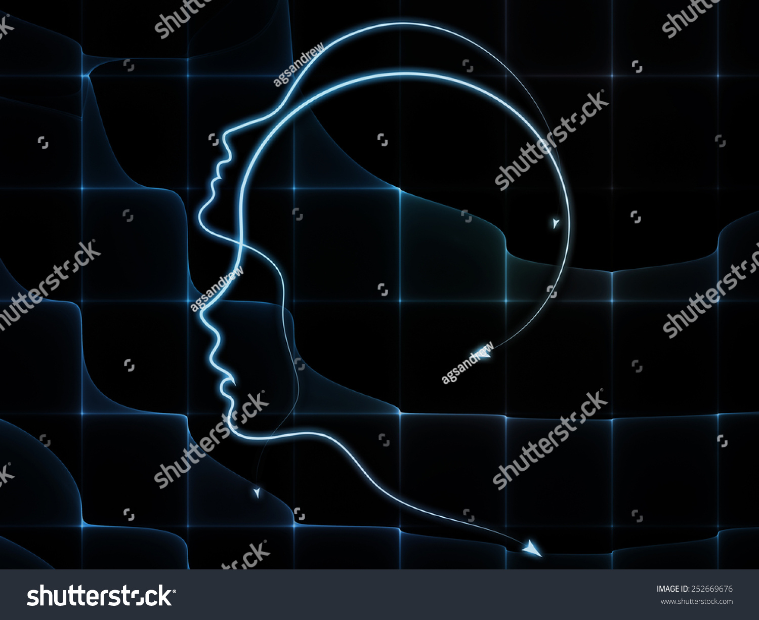 Inner Self series. Design made of abstract human profiles on the ...