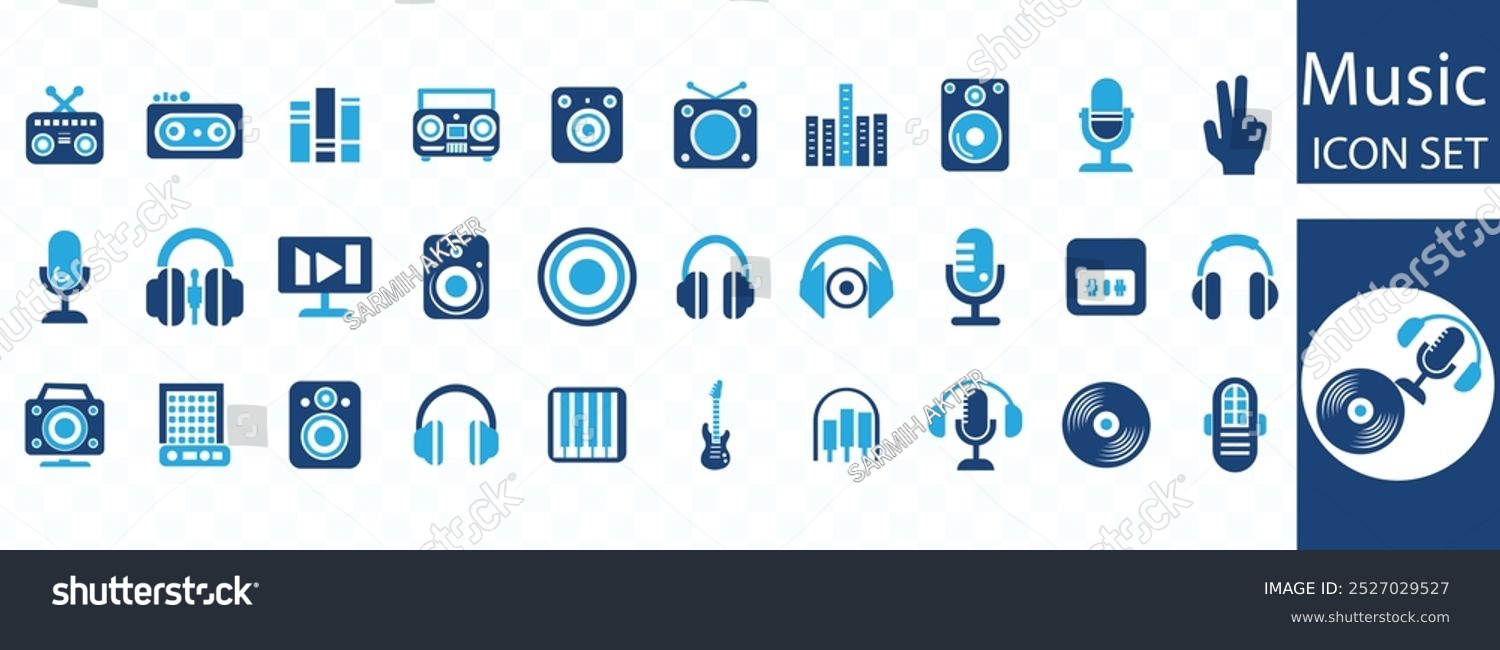 Music icon set. Musical instrument symbol. Containing musical note ...