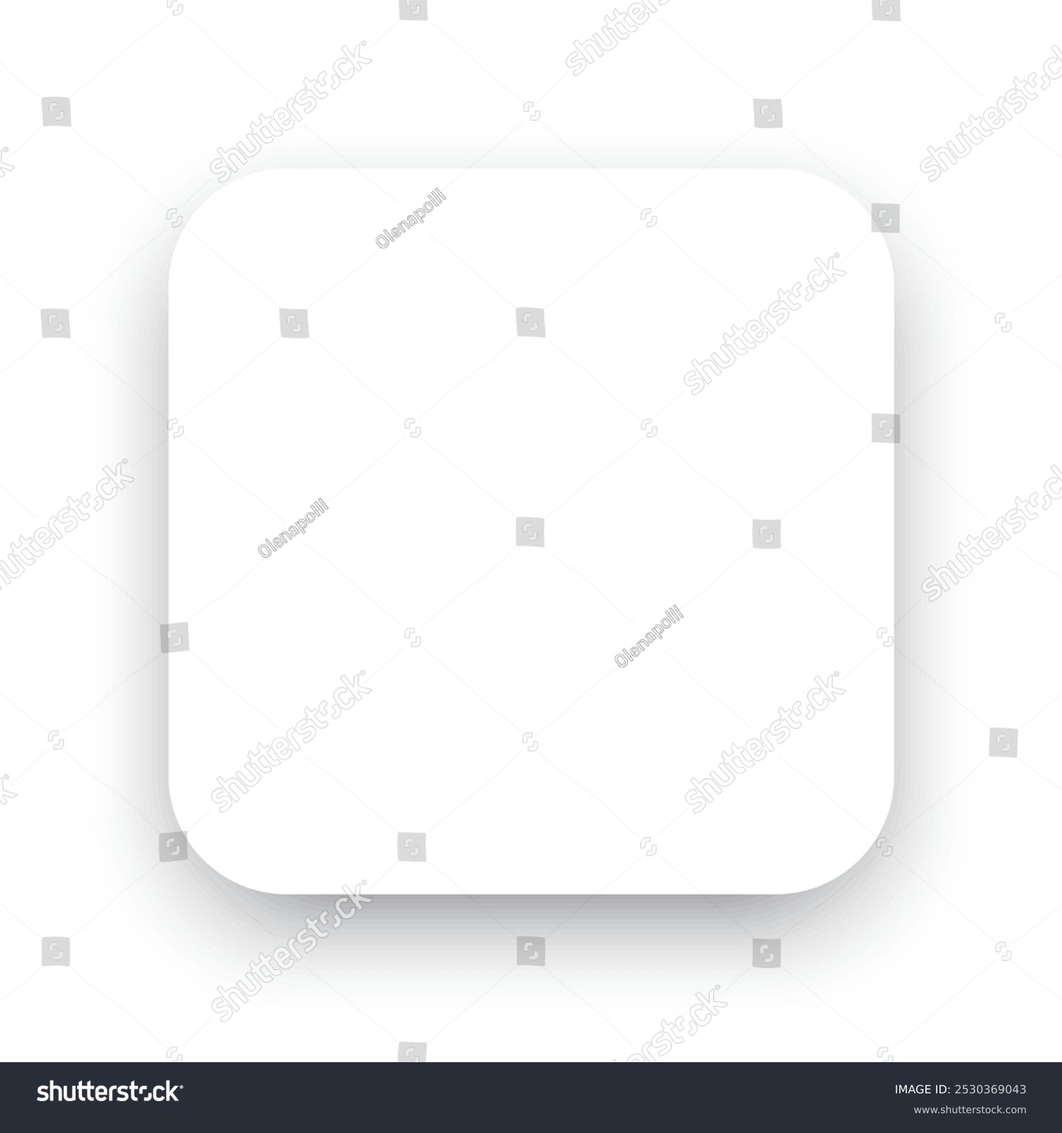 White square button with rounded corners. Flat and minimal design ...