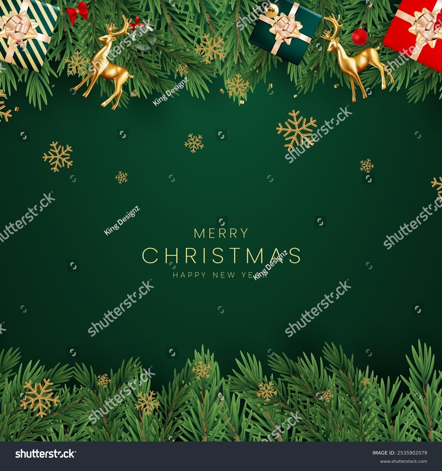 Christmas greetings vector background design. Christmas greeting text with pine tree candy cane ...