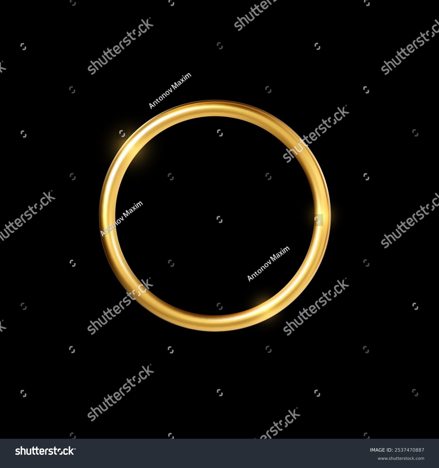 Gold ring frame vector illustration. Round golden sparkling thin border ...