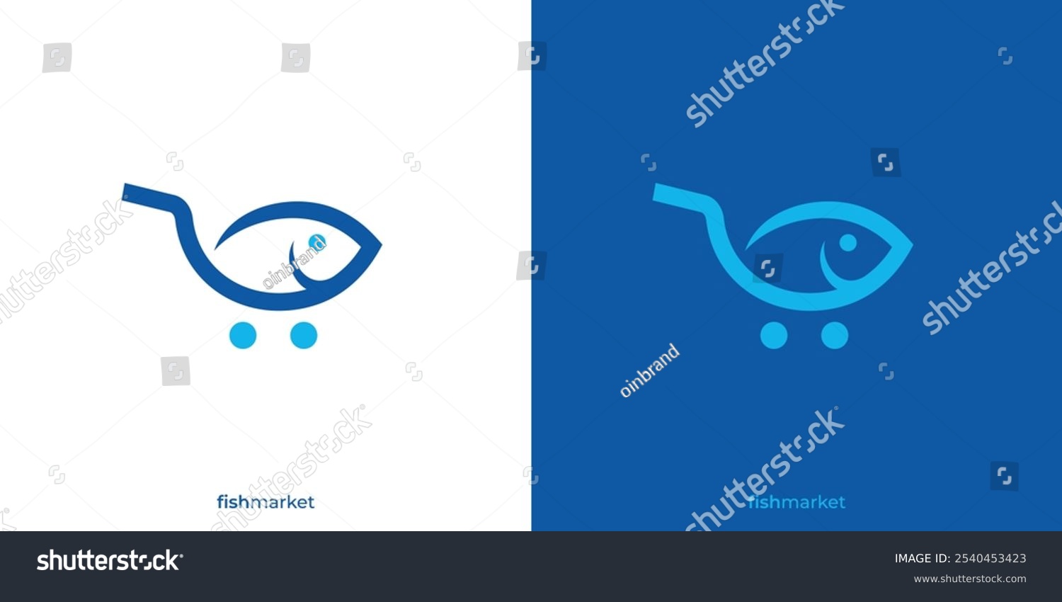 Fish Market Logo. Fish and Shopping Cart or Trolley with Minimalist ...