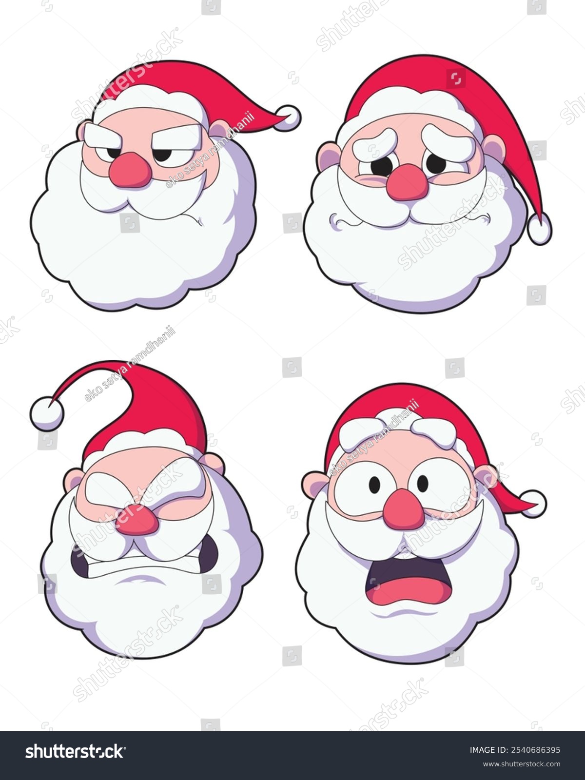 santa claus sticker emoji with four different expressions_站酷海洛_正版图片_视频 ...