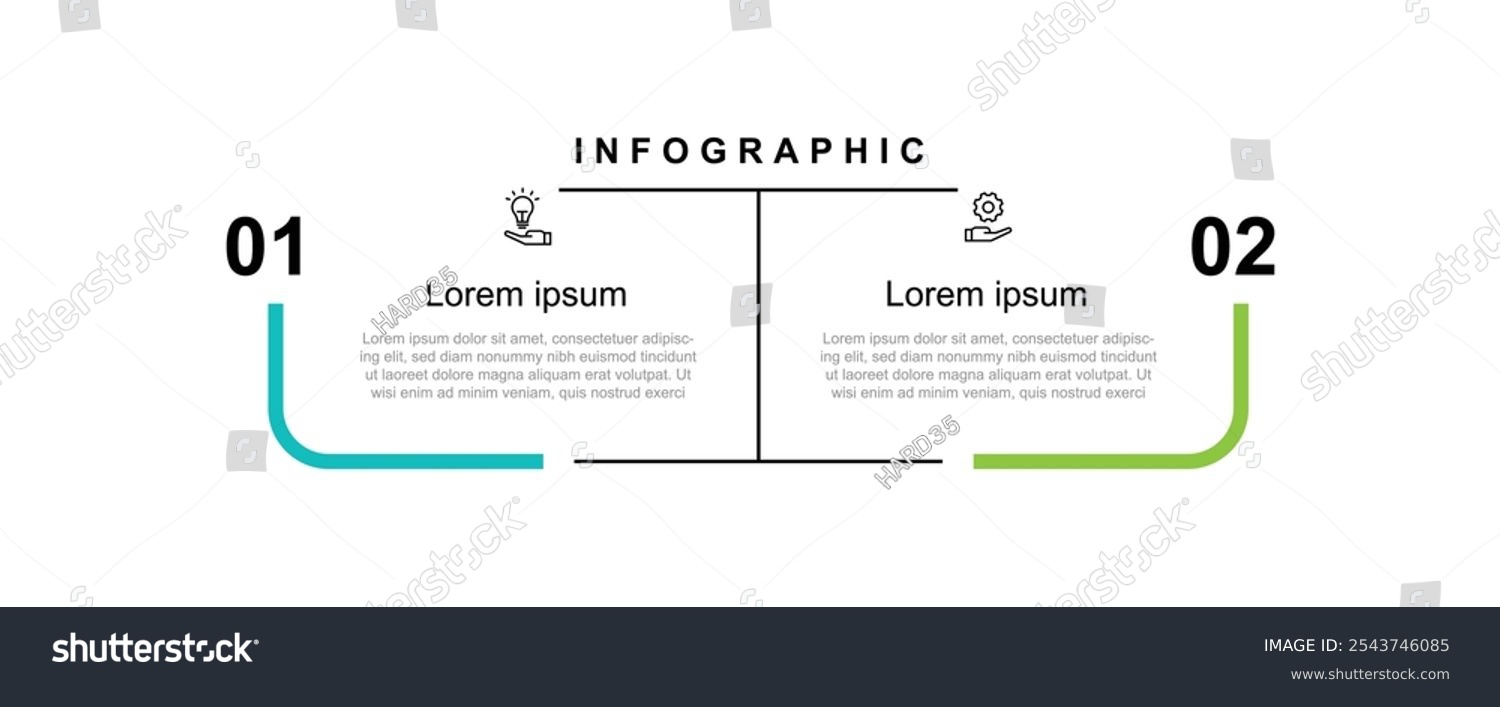 2 step process infographic template vector element with icons _站酷海洛_正版 ...