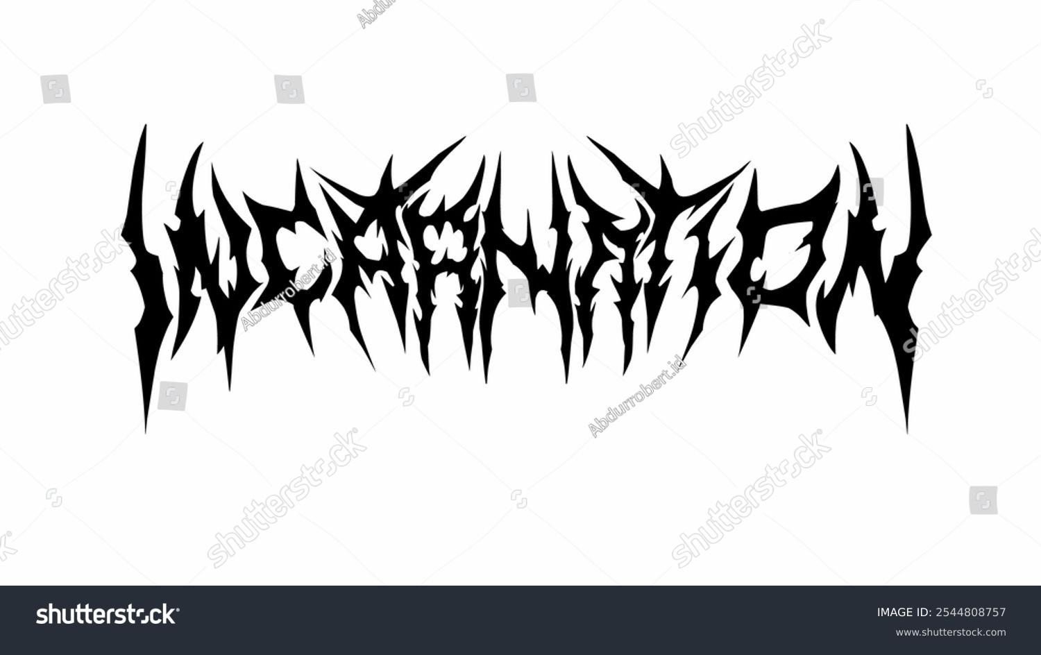 Incarnation" is a bold jagged vector typography design with sharp thorn ...