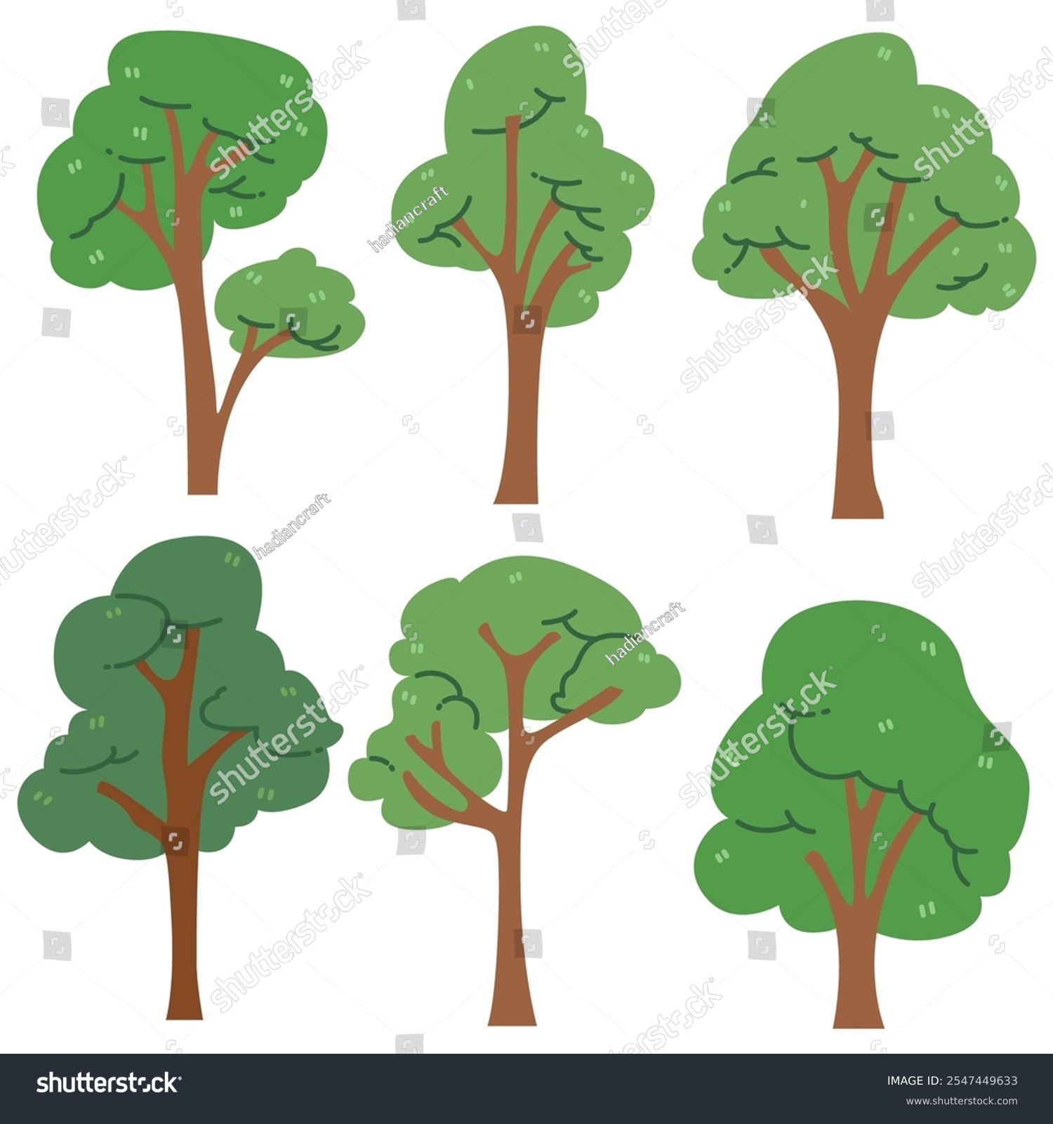 Simple clean flat tree illustration set_站酷海洛_正版图片_视频_字体_音乐素材交易平台_站酷旗下品牌