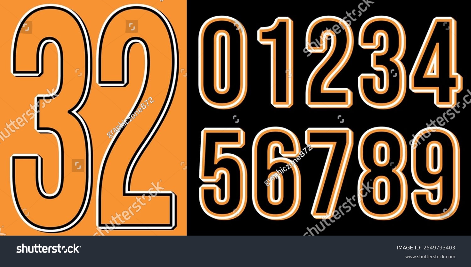 Modern jersey numbers with sleek typography ideal for sports branding ...