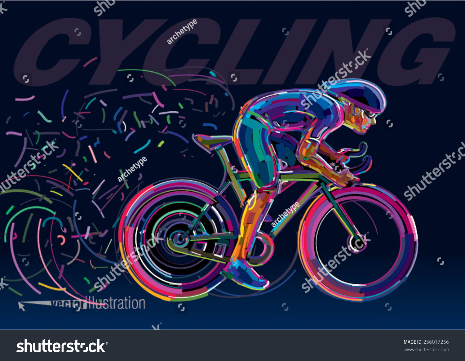Professional cyclist involved in a bike race. Vector artwork in the ...