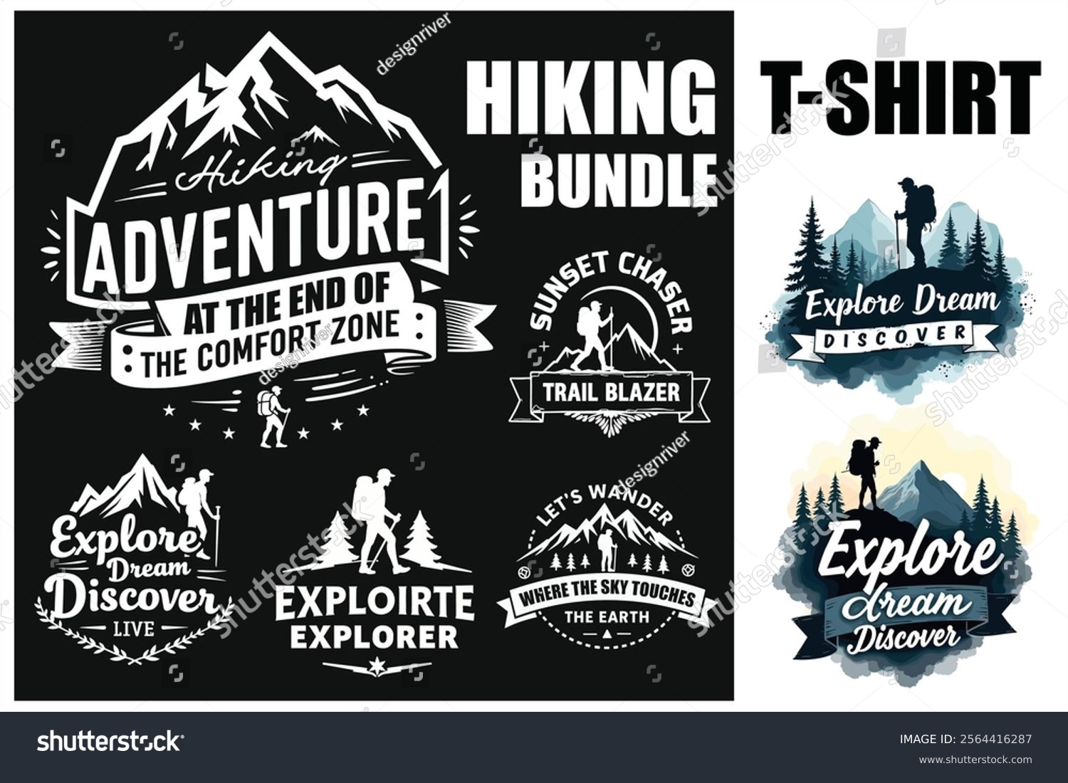 Ultimate Hiking Adventure T-Shirt Design Bundle for Outdoor Enthusiasts ...