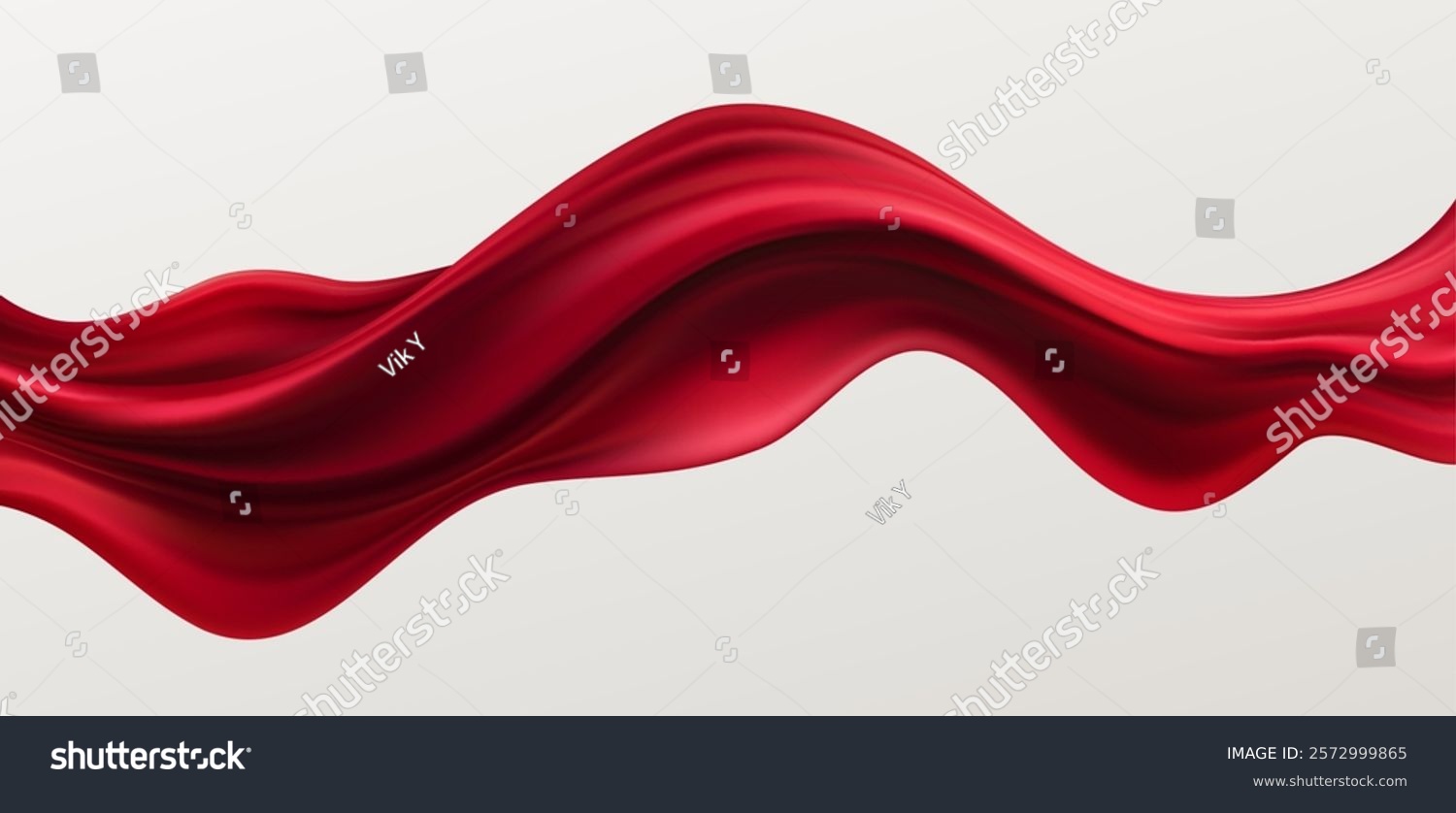 Red Silk Fabric Ribbon Wave Pleat Flying Isolated on White Background ...