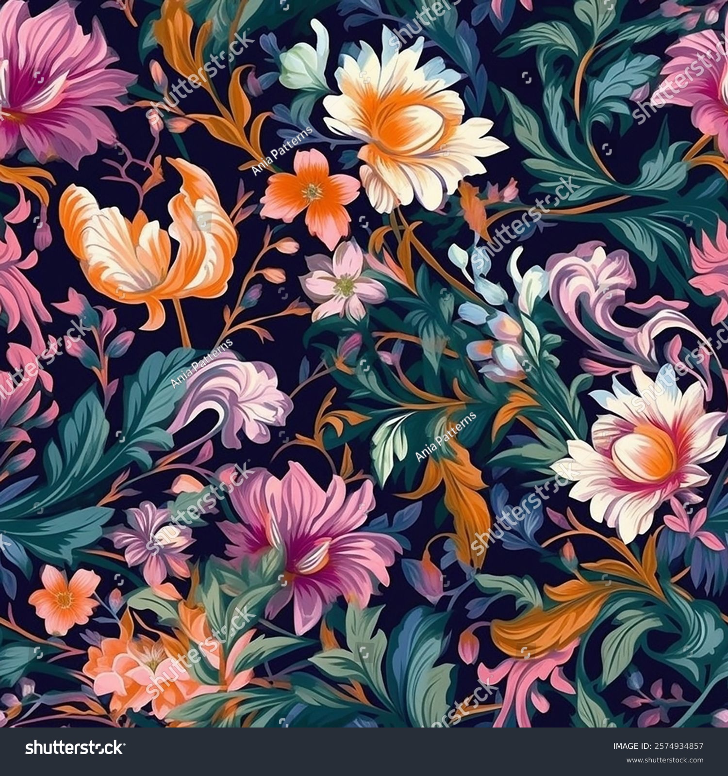 Realistic flower pattern seamless design William Morris _站酷海洛_正版图片_视频 ...