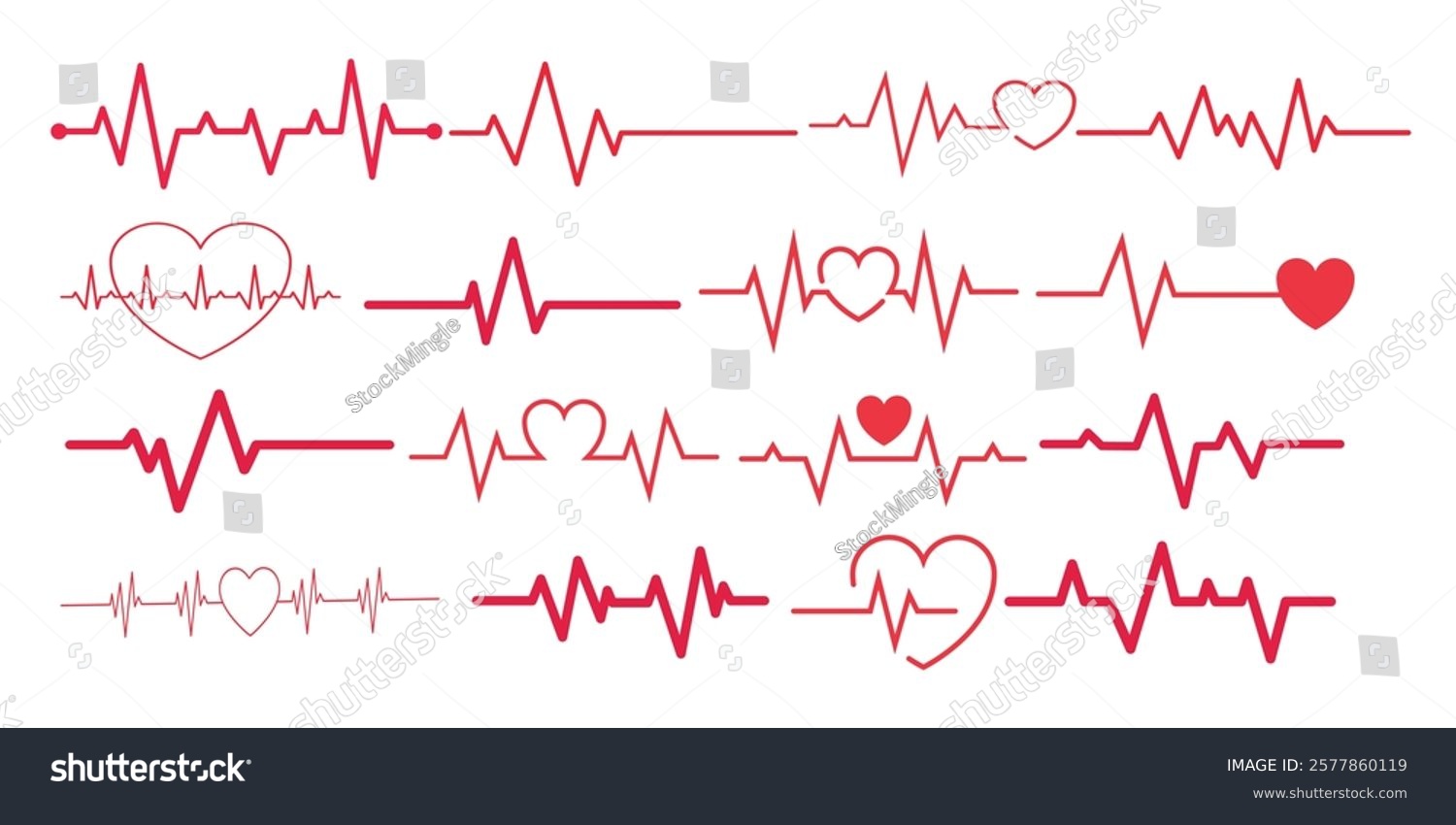 Heart beat line. Thin line vector set of signs for infographic logo app development and website ...