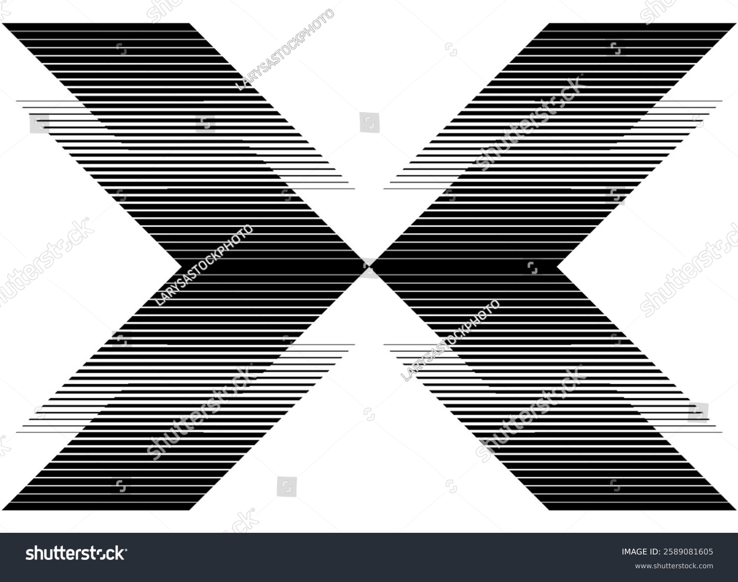 Abstract letter "X" formed by arrows pointing inwards and dynamic lines ...