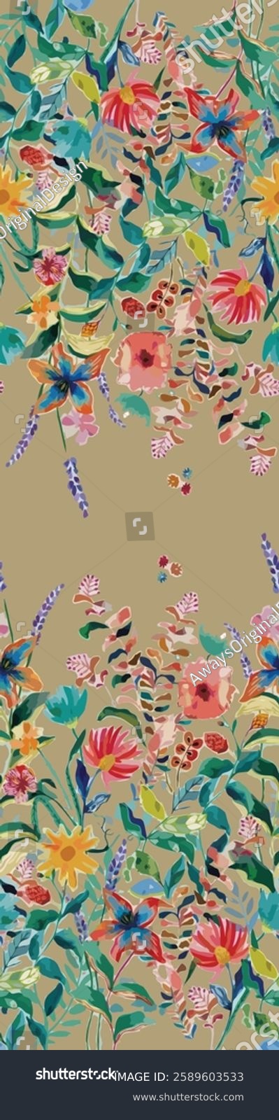 wild flowers on two side border design "the kid who coloring flowers ...