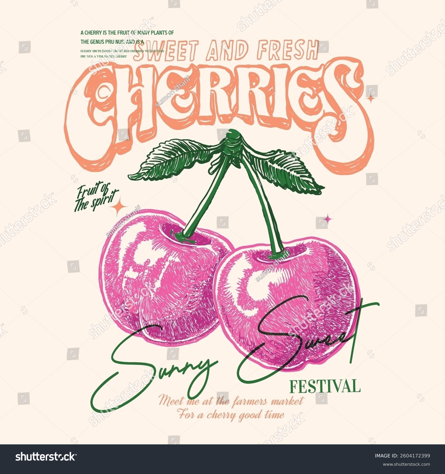 Cherry slogan typography text. women's fashion design for fruit print ...