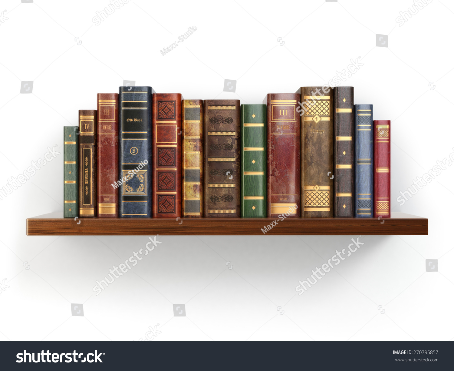 Vintage old books on shelf isolated on white. 3d_站酷海洛_正版图片_视频_字体_音乐素材交易 ...