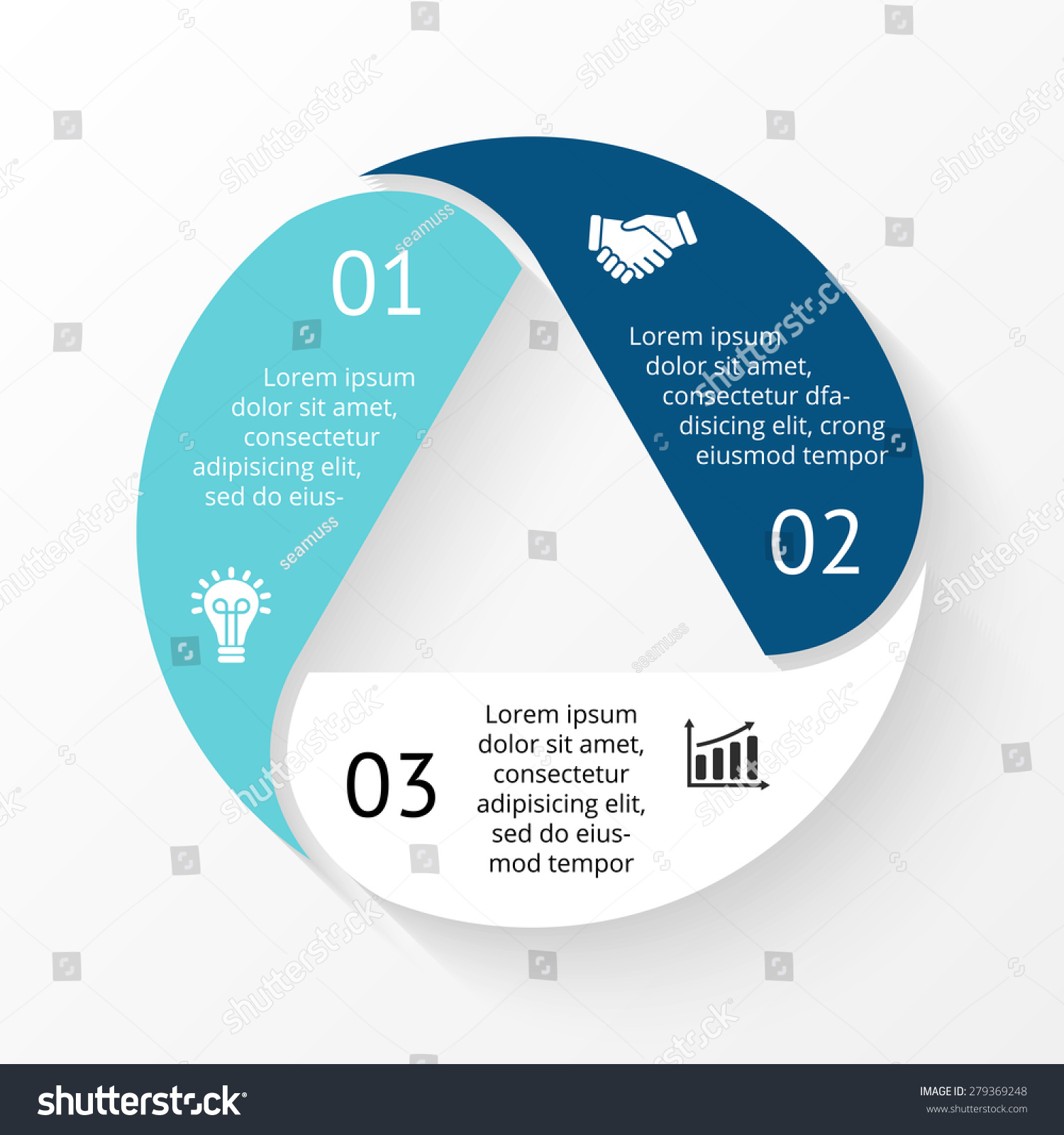 Vector circle triangle infographic. Template for cycle diagram graph presentation and round ...