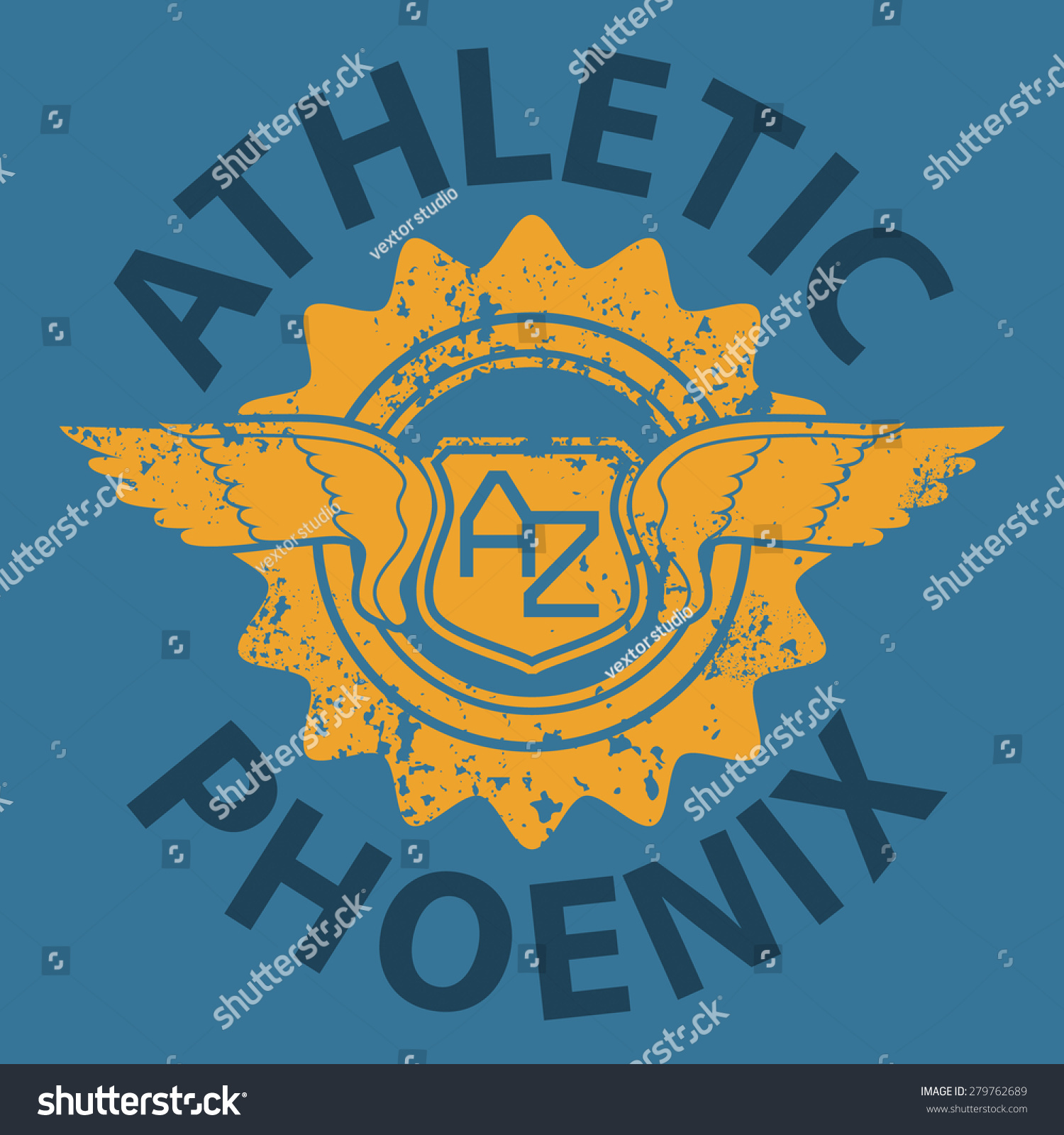 Athletic Phoenix typographic with logo and wing for t-shirt tee graphic ...