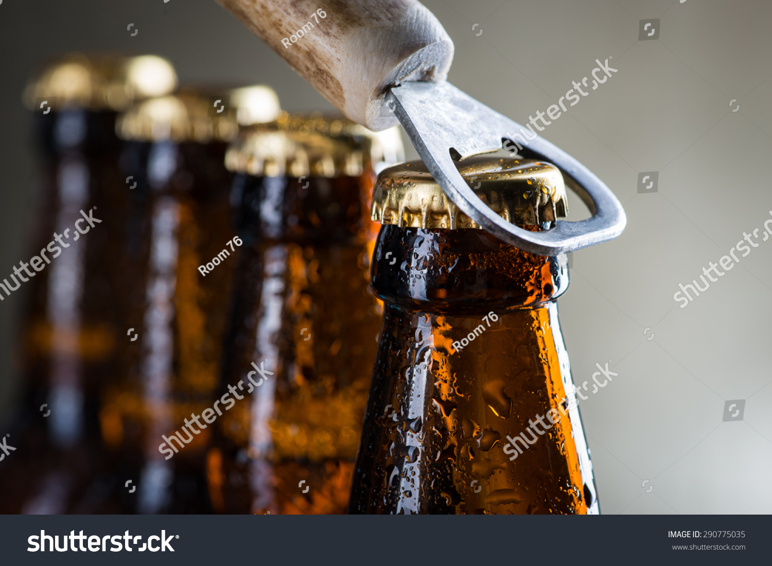 Brown ice cold beer bottles with water drops and old opener_站酷海洛_正版图片 ...
