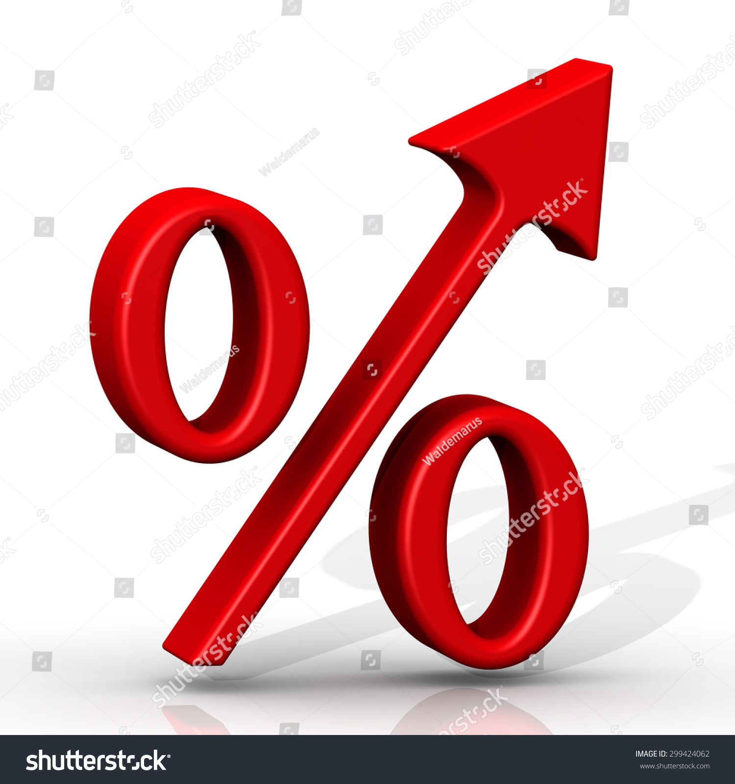 Symbol of rising interest rates on white background. Financial concept ...