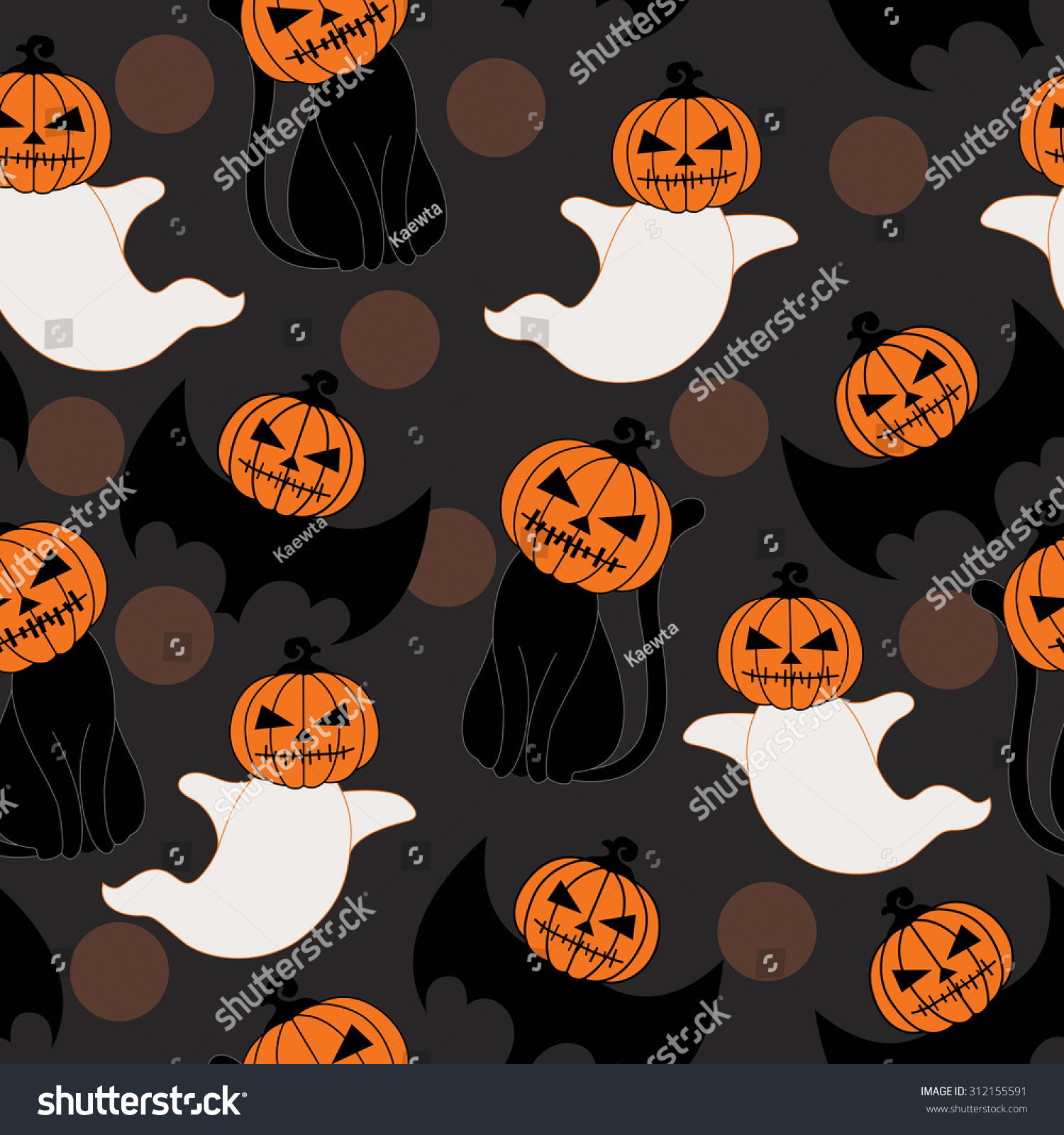 Halloween seamless pattern with pumpkin cat bat ghost._站酷海洛_正版图片_视频_字体 ...