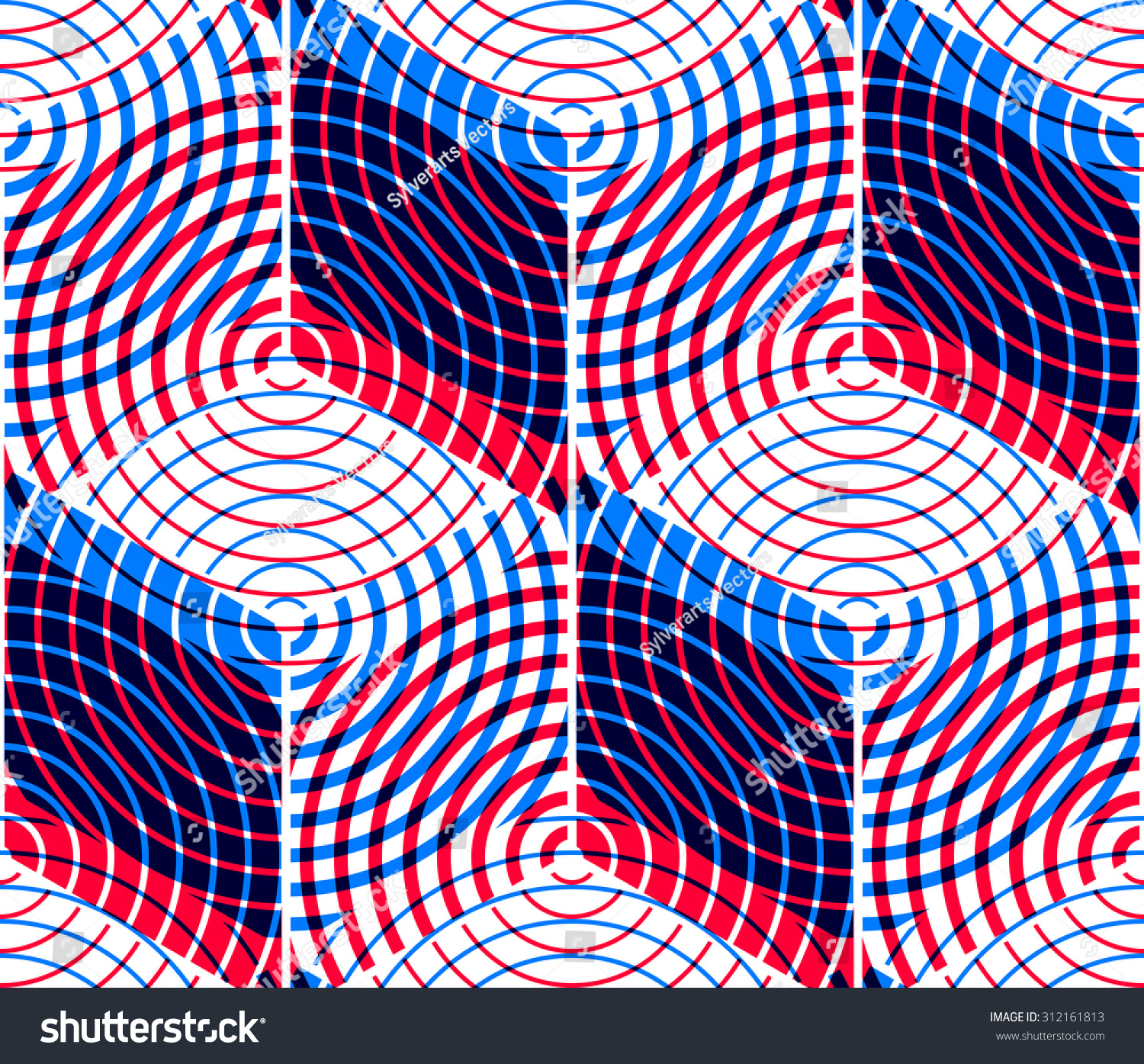 Colored abstract interweave geometric seamless pattern. Bright illusory ...