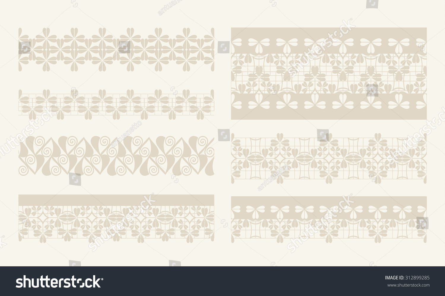 lacy vintage design elements lace seamless borders. raster version_站酷海洛 ...