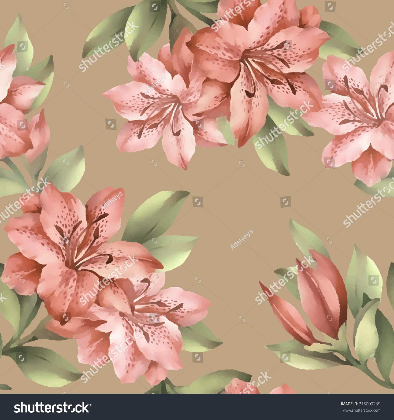 Watercolor seamless pattern with azalea.Vector illustration_站酷海洛_正版图片 ...