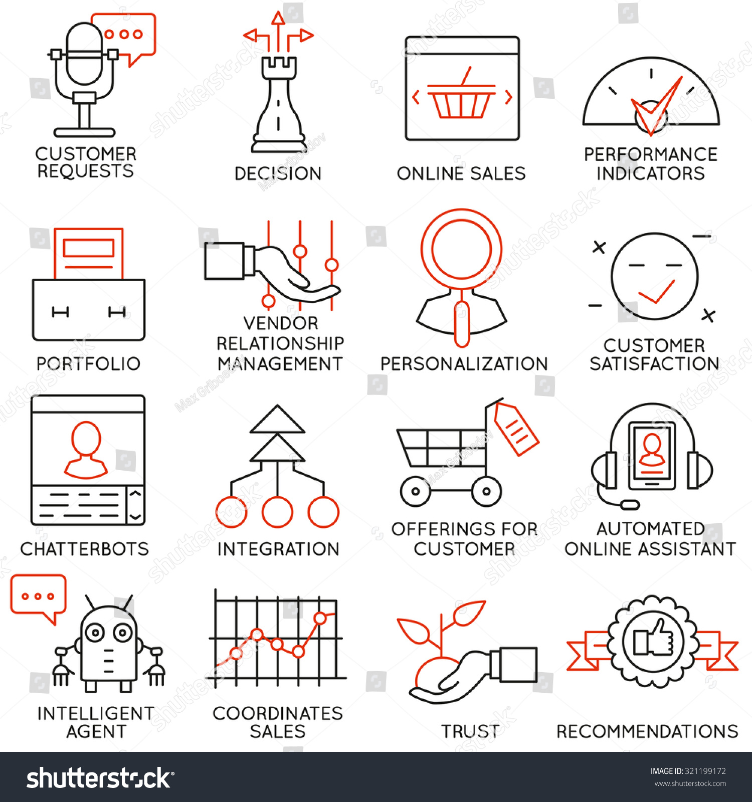 Vector set of 16 icons related to business management strategy career ...