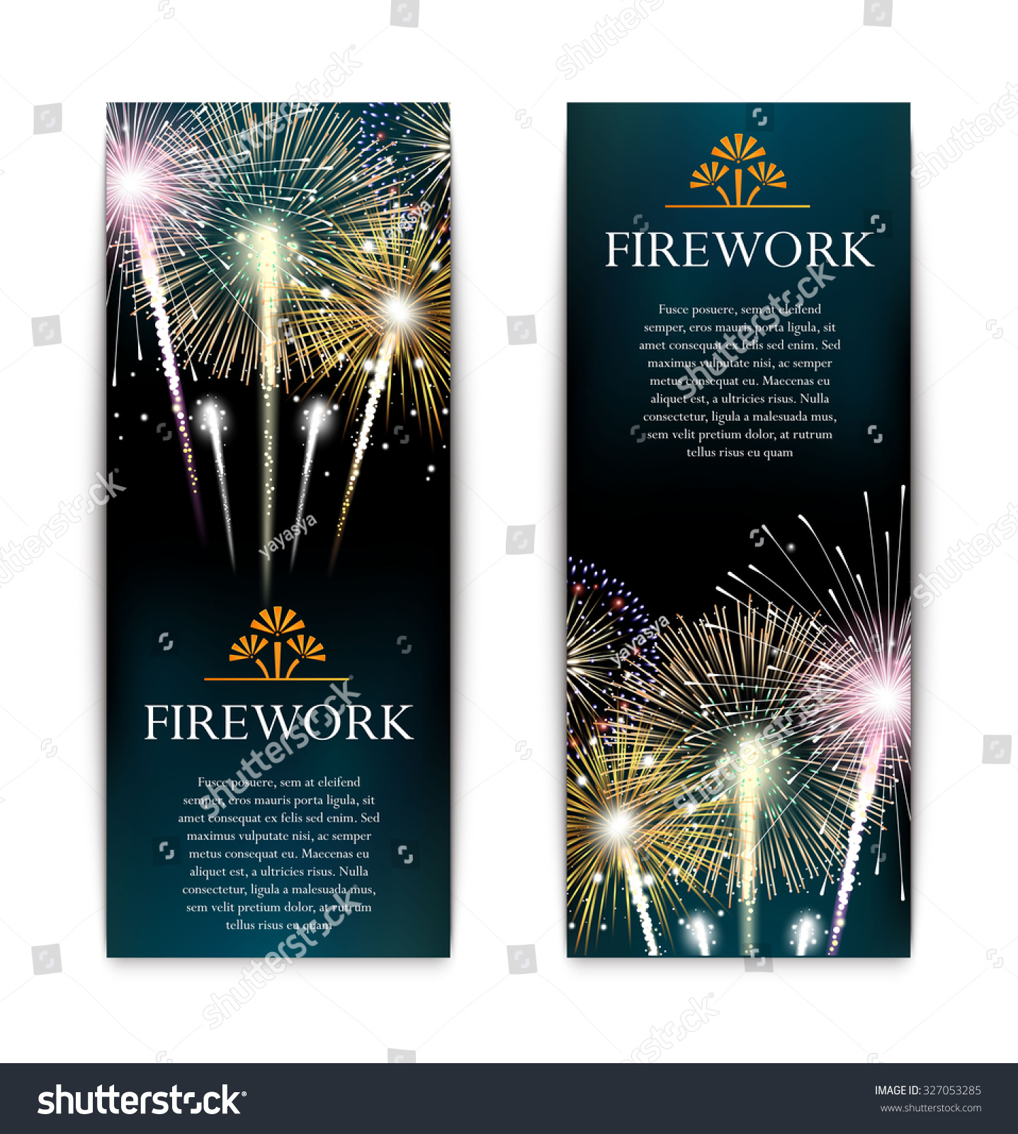 Set of fireworks festive vertical banner firecracker vector ...