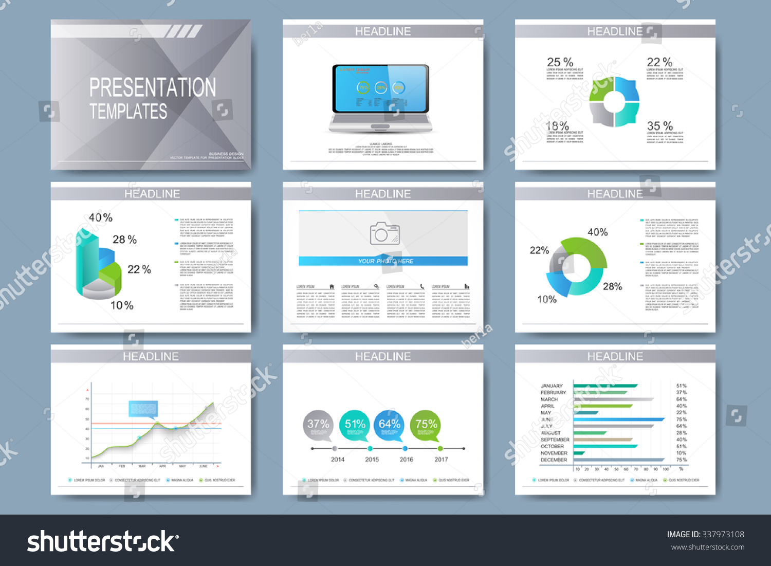 Set of vector templates for presentation slides. Modern business design ...