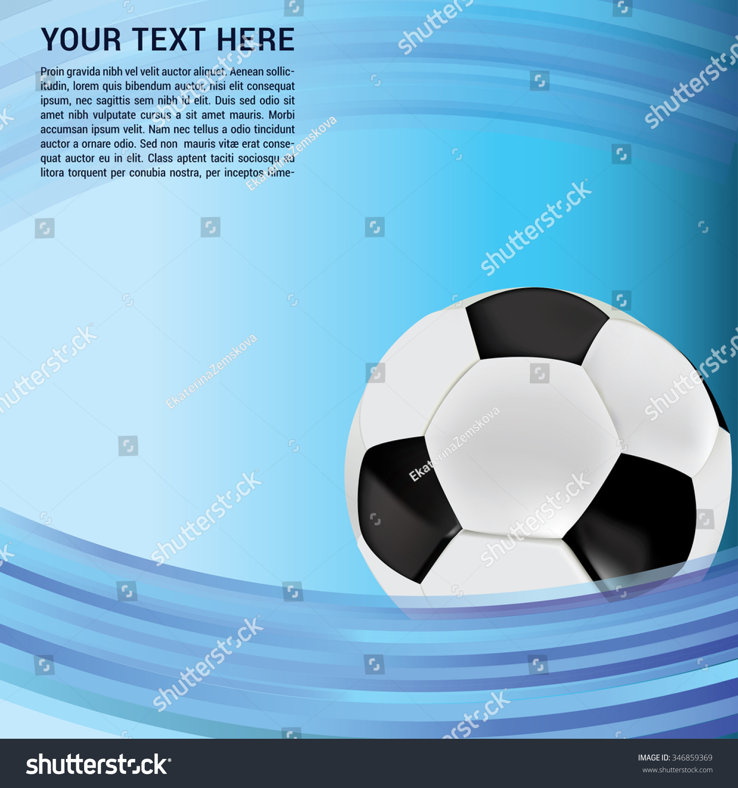 Soccer abstract background with ball and blue gradient lines. Vector ...