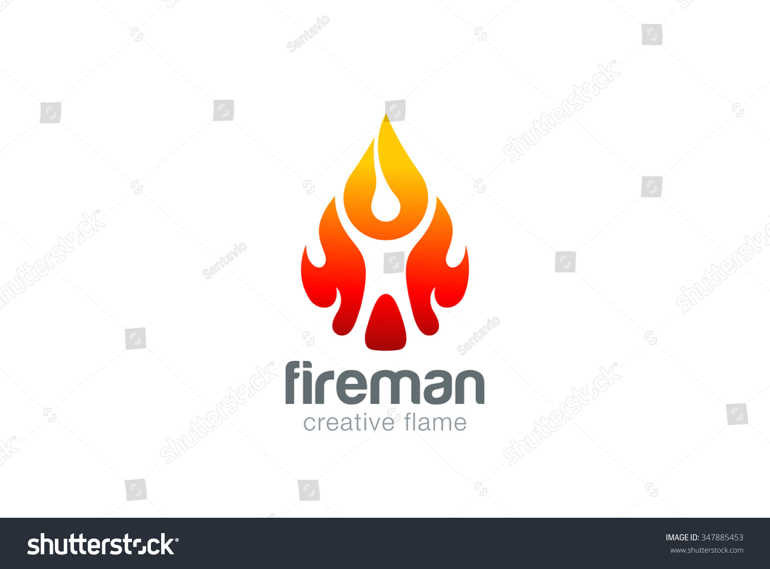 Abstract Man in Fire flame drop Logo design vector template. Liquid ...