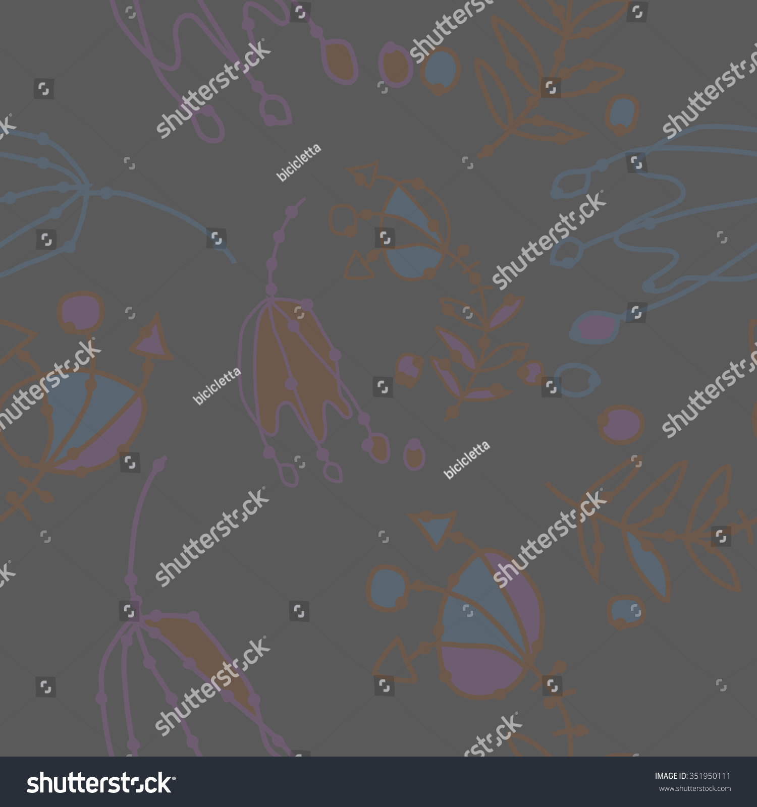 Seamless pattern of floral motif doodles hole spots stamens leaves ...