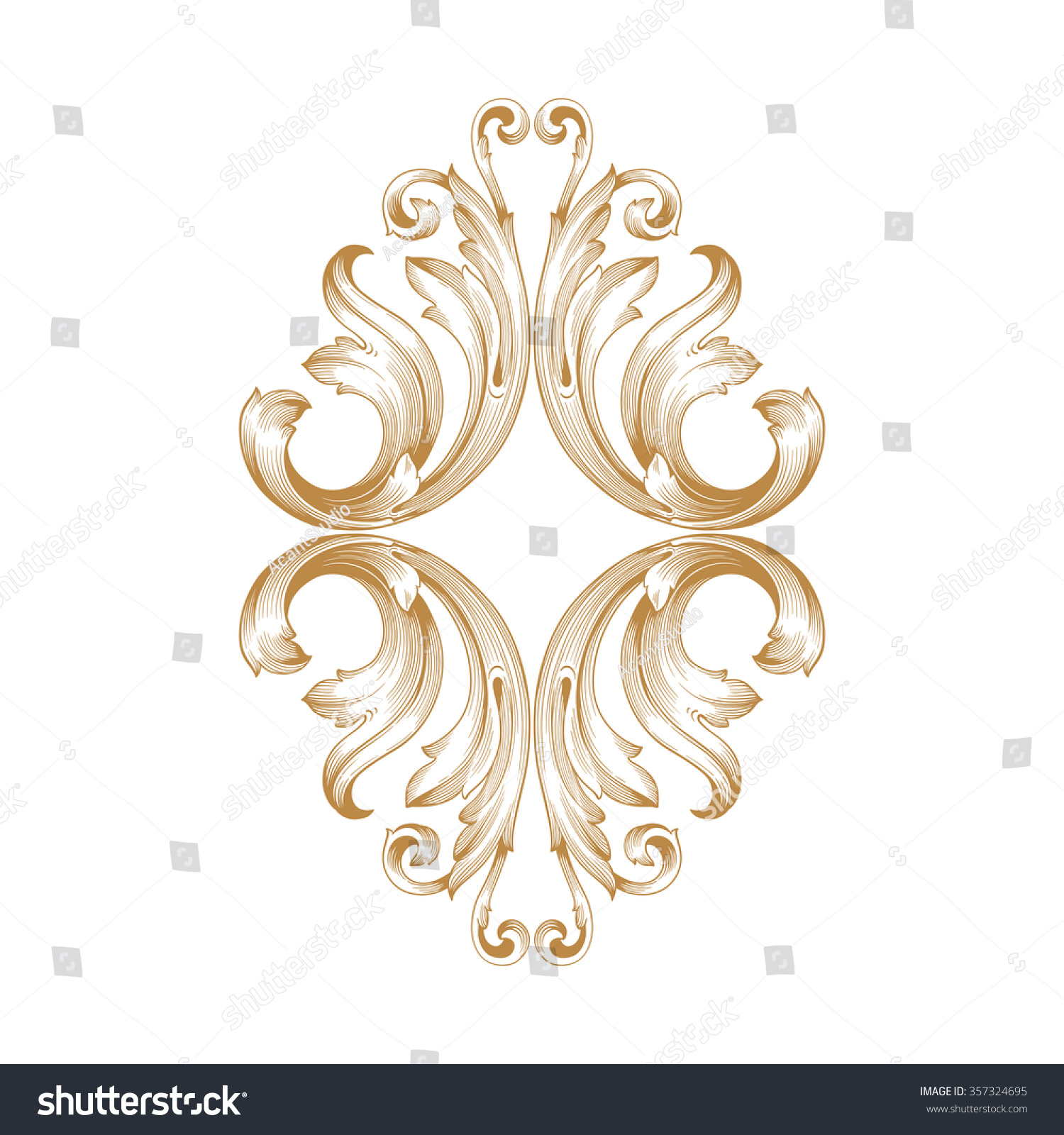 Premium Gold vintage baroque frame scroll ornament engraving border ...