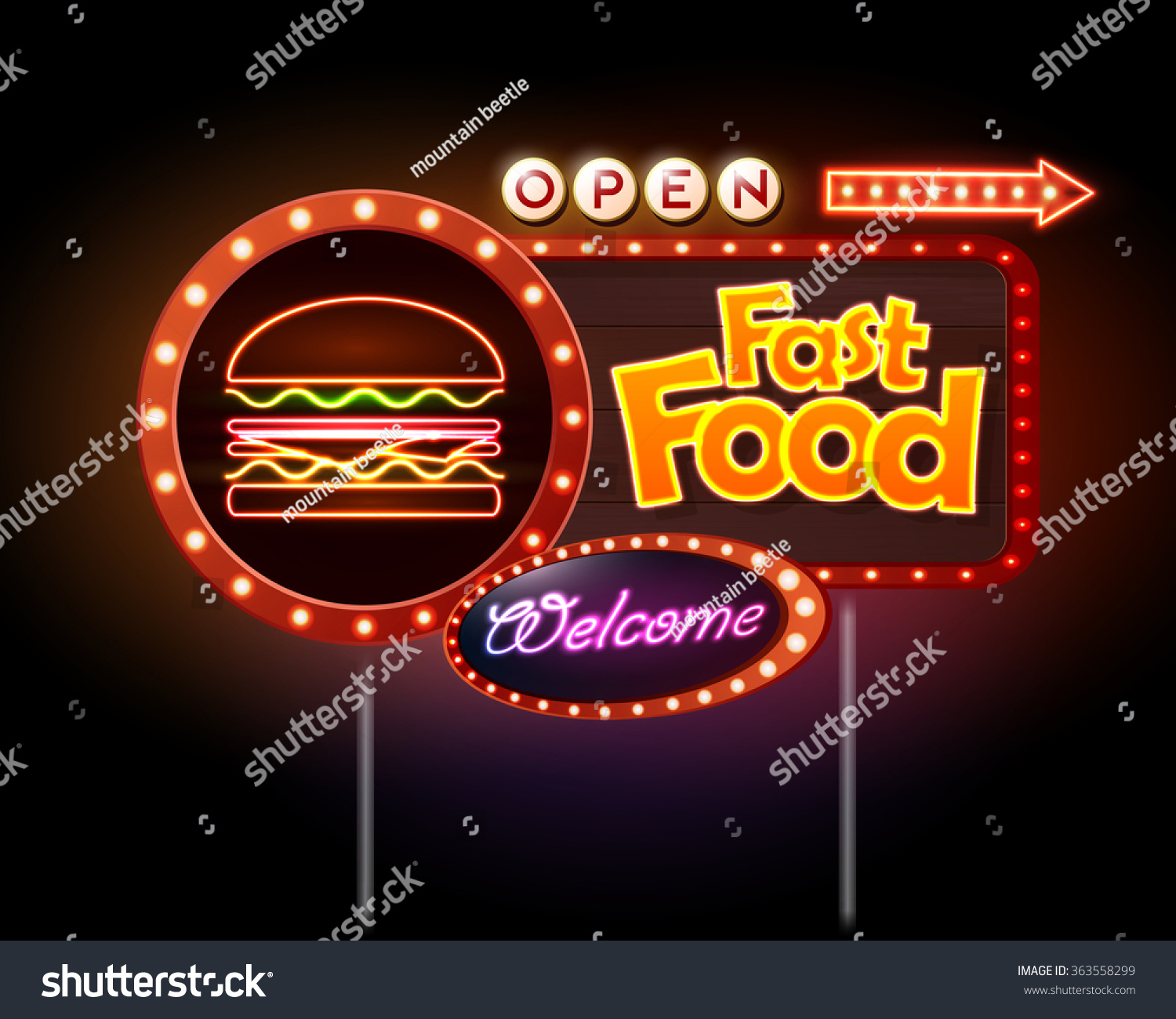 Fast Food Neon sign _站酷海洛_正版图片_视频_字体_音乐素材交易平台_站酷旗下品牌