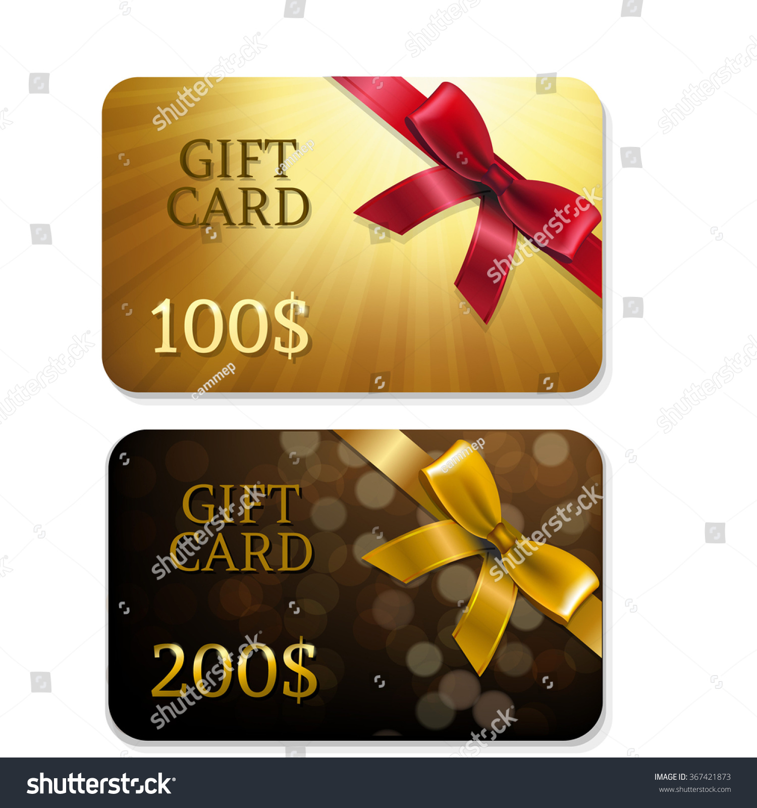 Golden Gift Cards With Gradient Mesh Vector Illustration_站酷海洛_正版图片_视频_字体_音乐素材交易平台_站酷旗下品牌