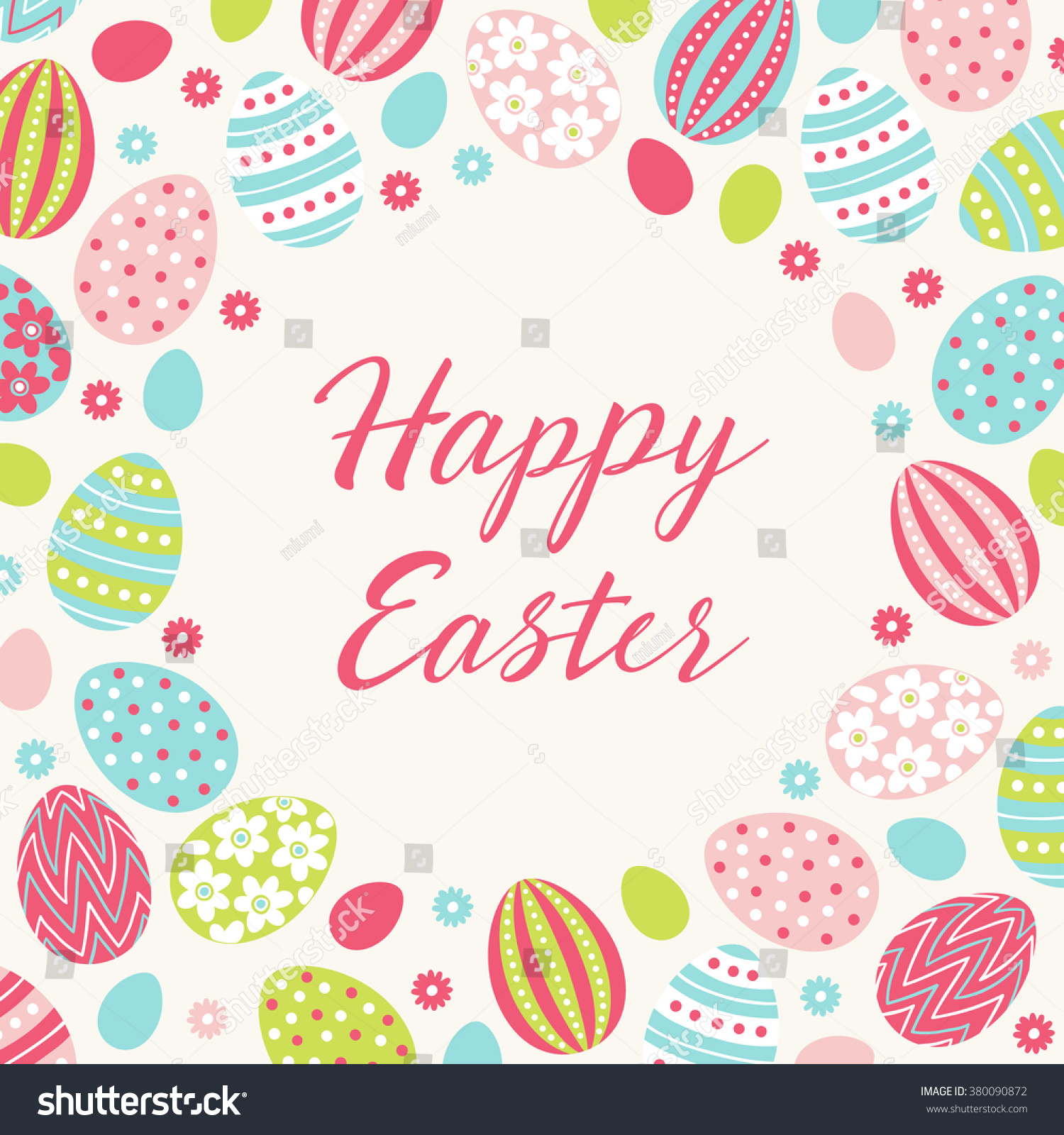 Easter greeting card with colorful eggs. Perfect for spring holidays ...