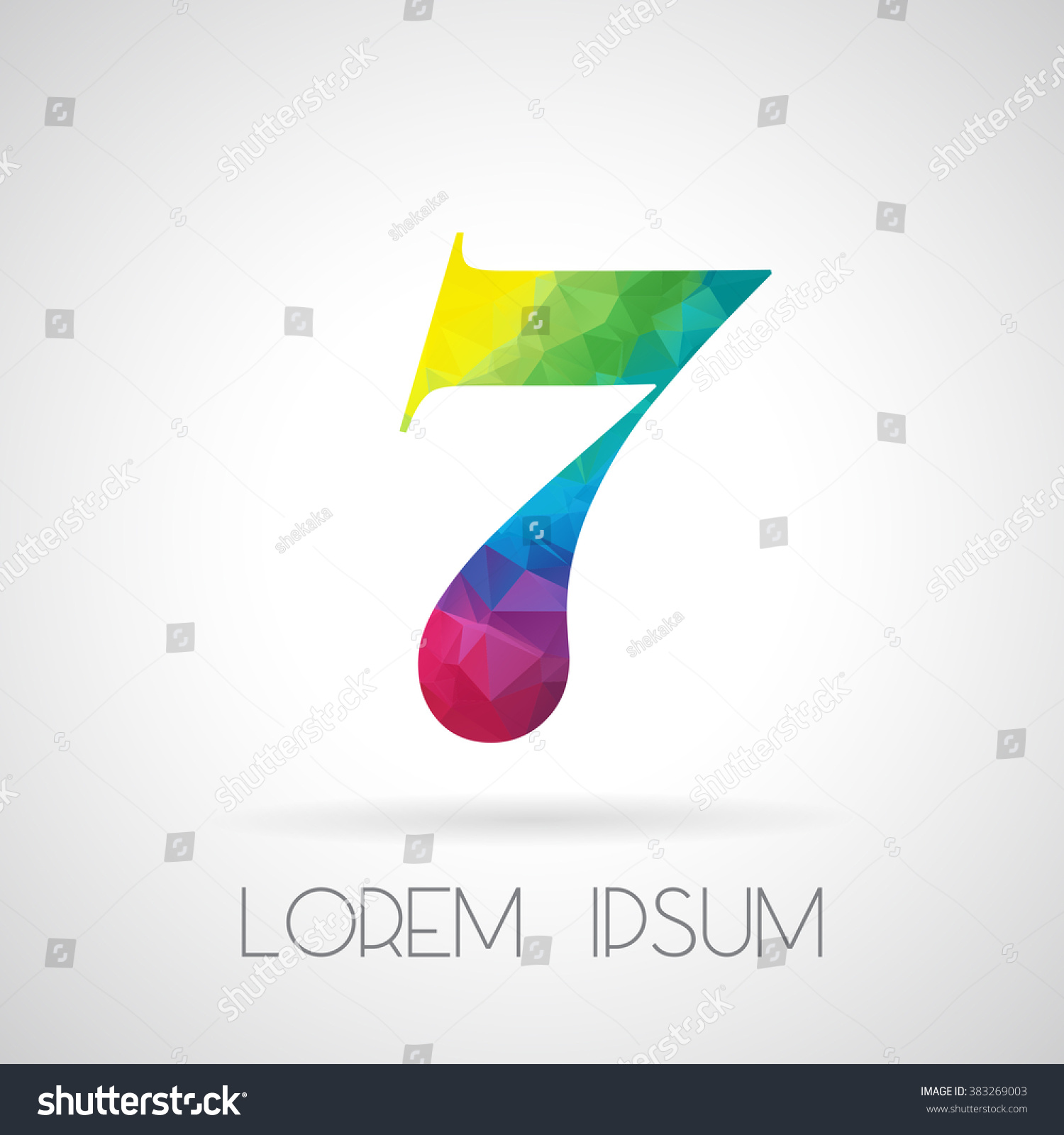 Polygonal set rainbow numbers collection number seven vector ...