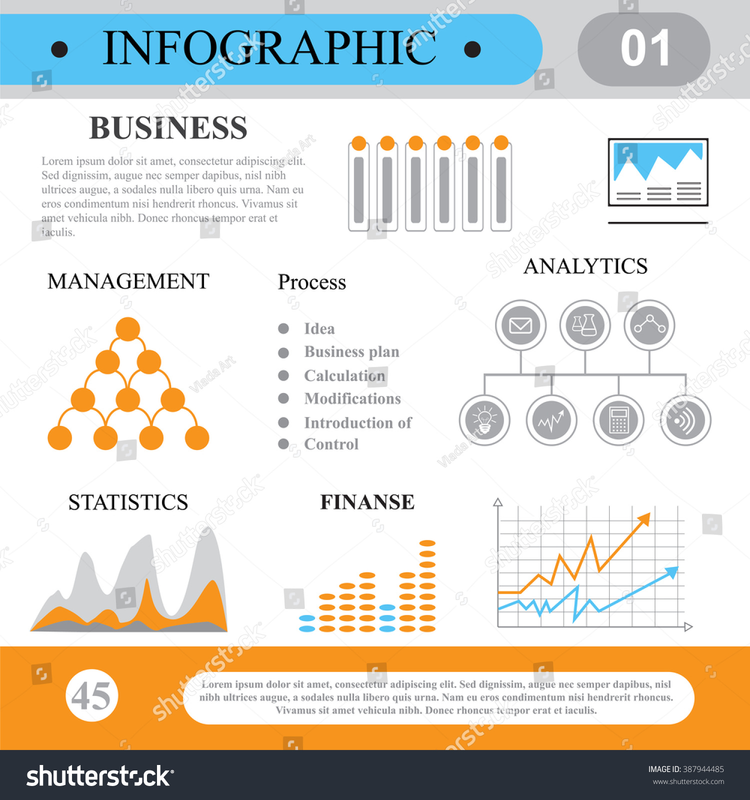 Infographics in flat style. Business processes and plan. The scheme for ...