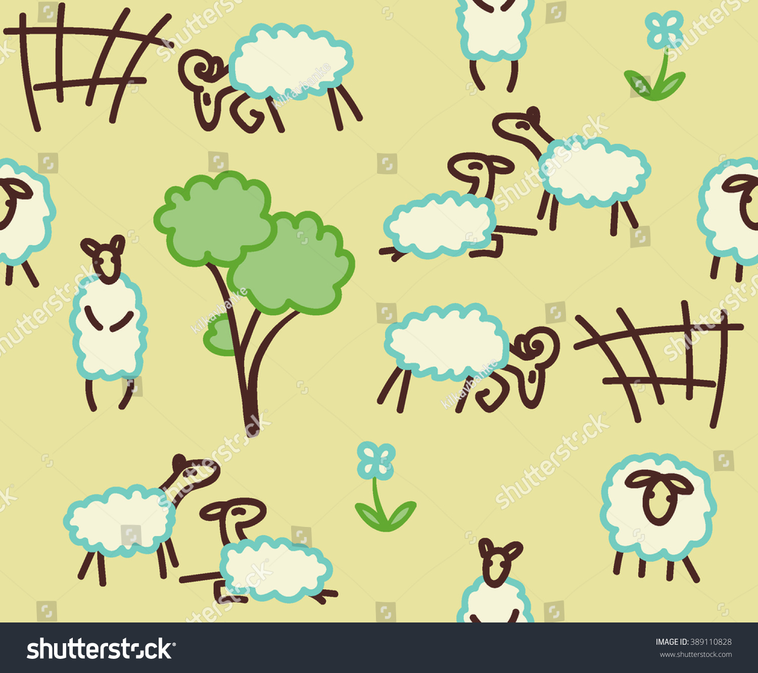 Sheep in the pasture. Seamless pattern. Vector._站酷海洛_正版图片_视频_字体_音乐素材交易平台_站酷旗下品牌