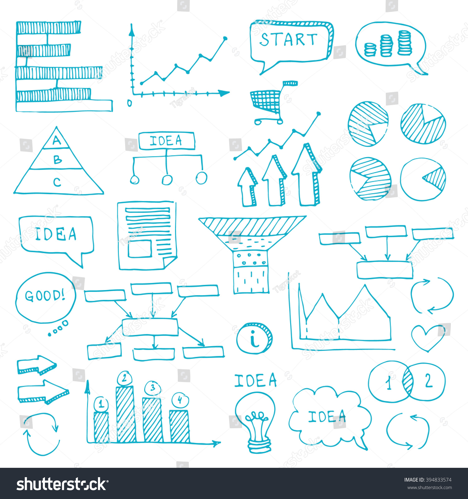Blue pen hand drawn doodle business timeline element for Infographic ...
