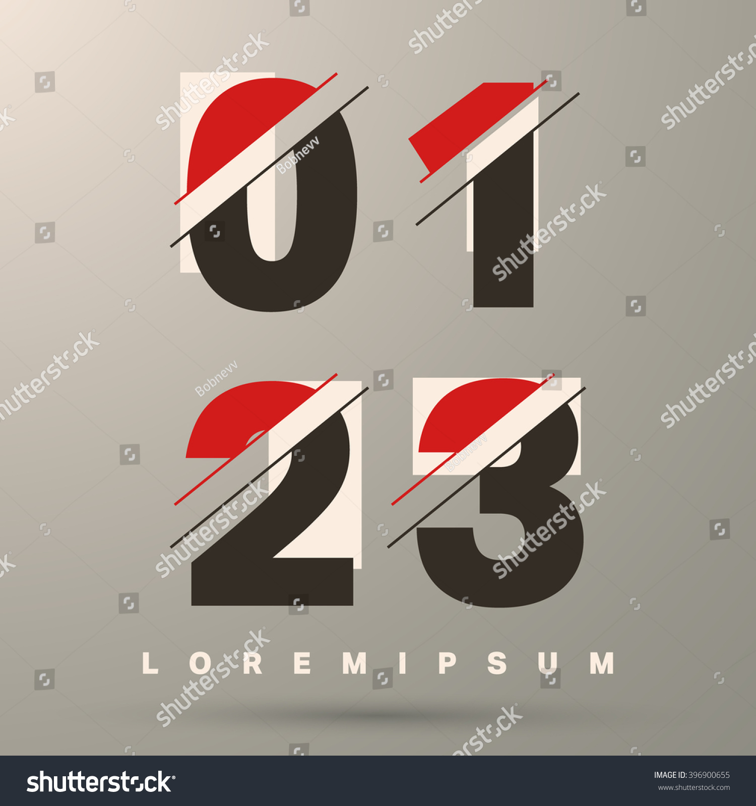 Number font template. Set of numbers 0 1 2 3 logo or icon. Vector ...