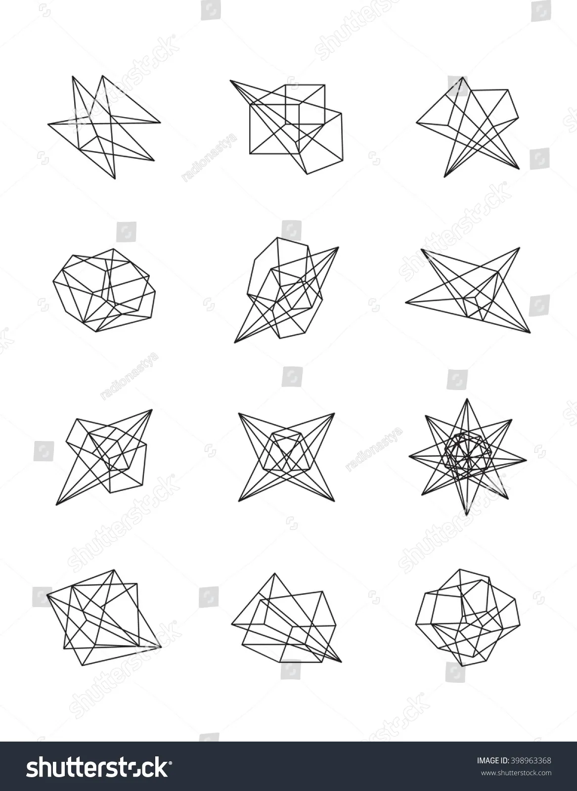 Set of geometric shapes. Vector isolated. Trendy logo or icons. Design ...