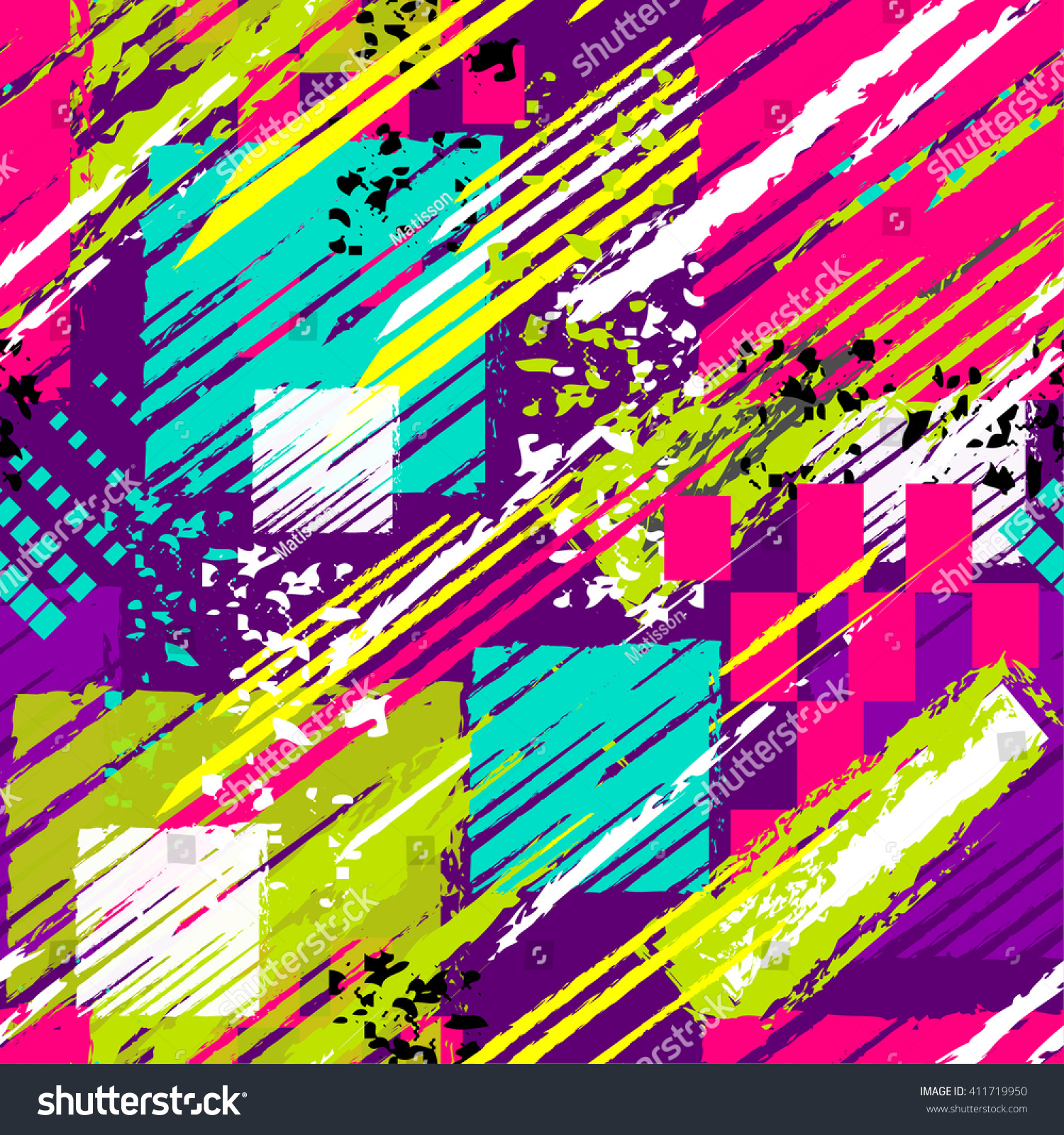 Abstract seamless chaotic pattern with urban geometric elements scuffed ...