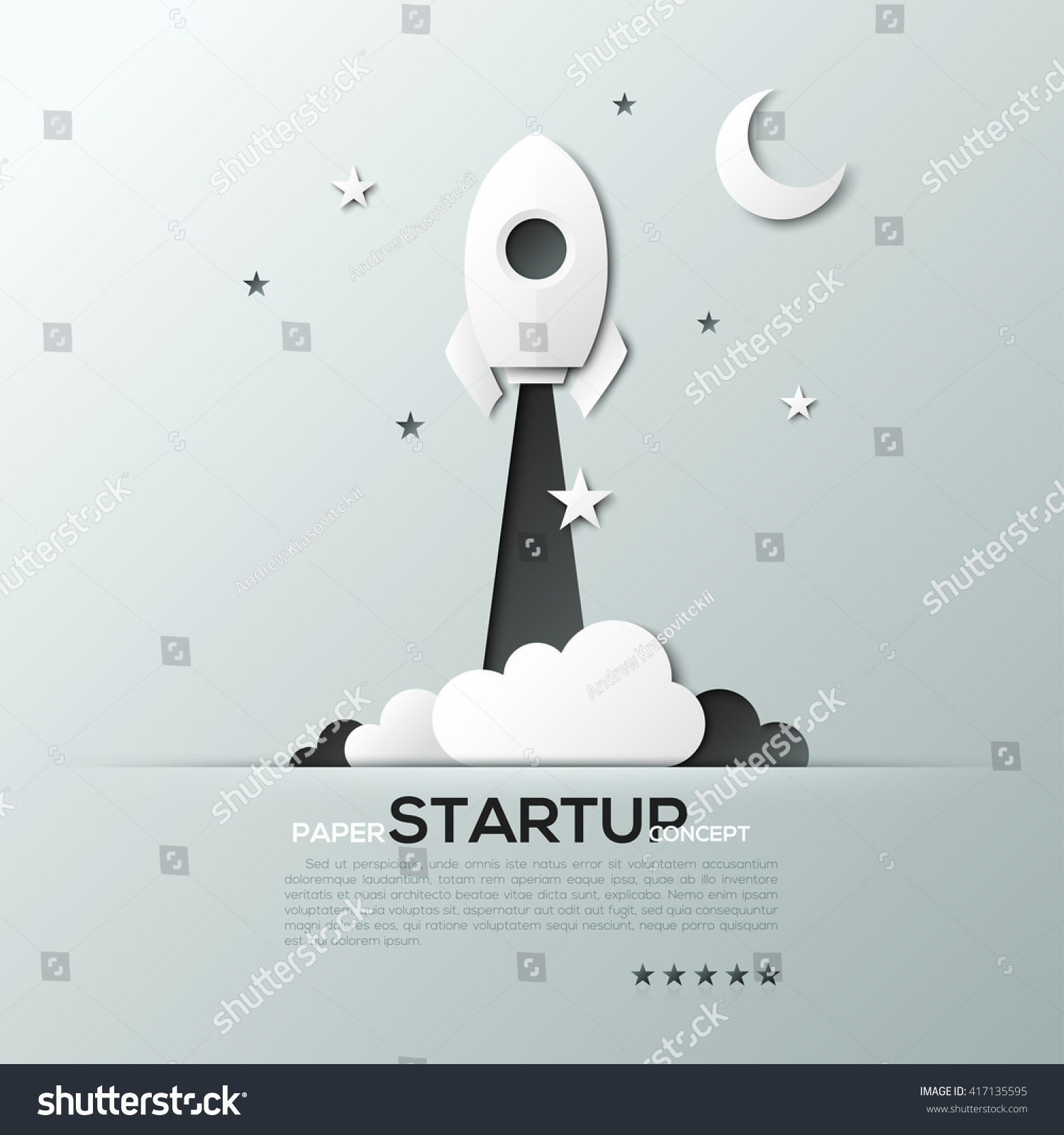 White paper startup rocket concept vector illustration. Can be used for ...