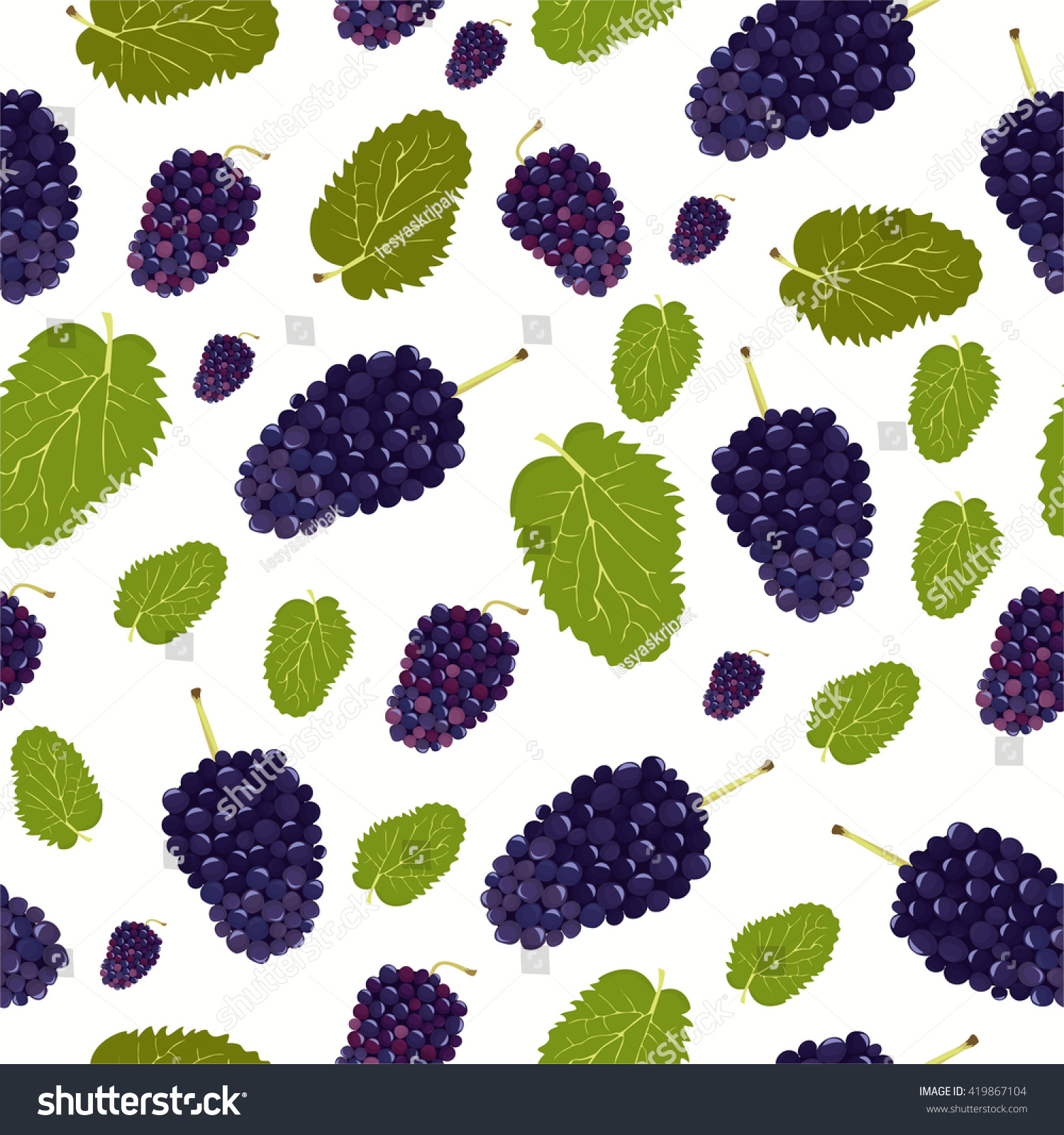 vector seamless pattern. mulberry. purple berry. mulberry tree_站酷海洛_正版 ...