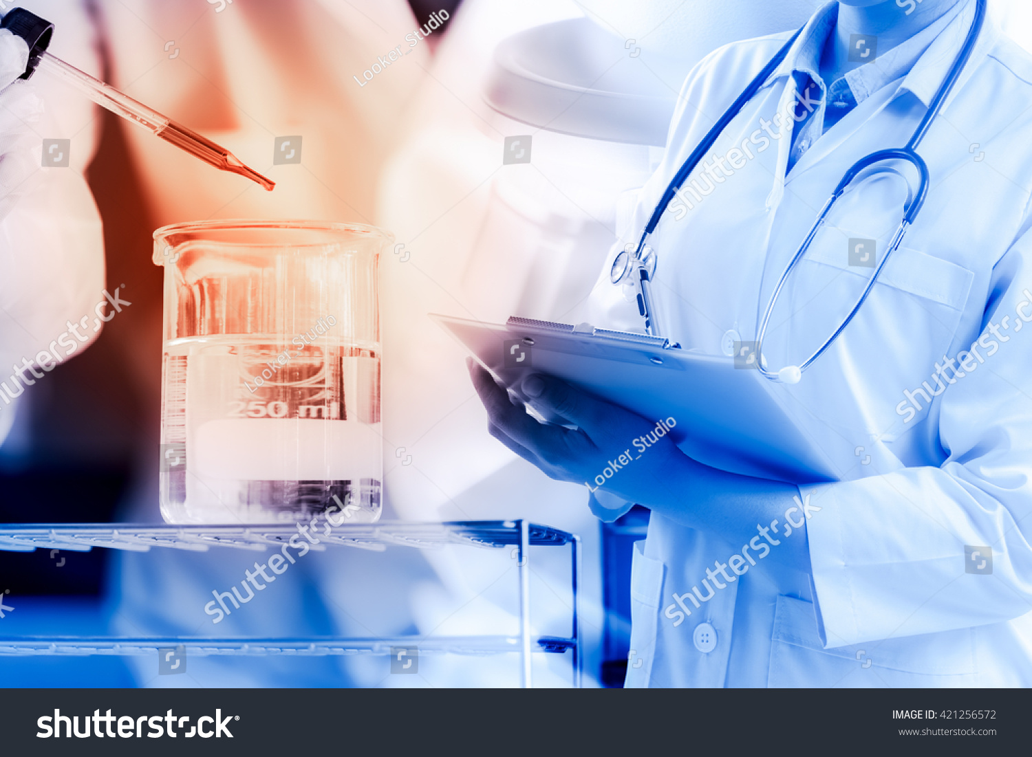 scientist writing report with equipment and science experiments_站酷海洛_正版 ...