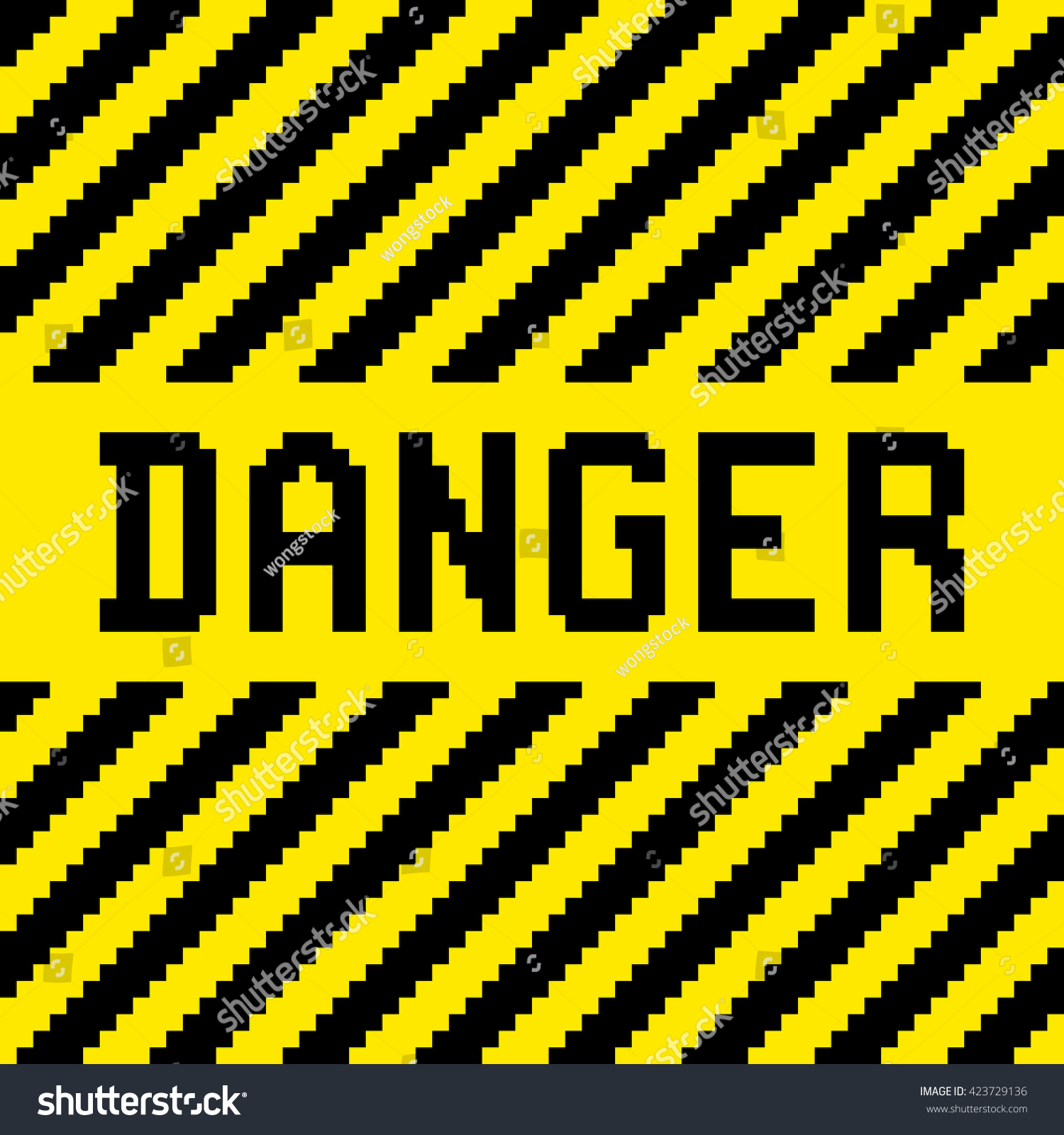 Pixel Danger Sign with Black and Yellow Warning Stripes.EPS8 vector_站酷海 ...